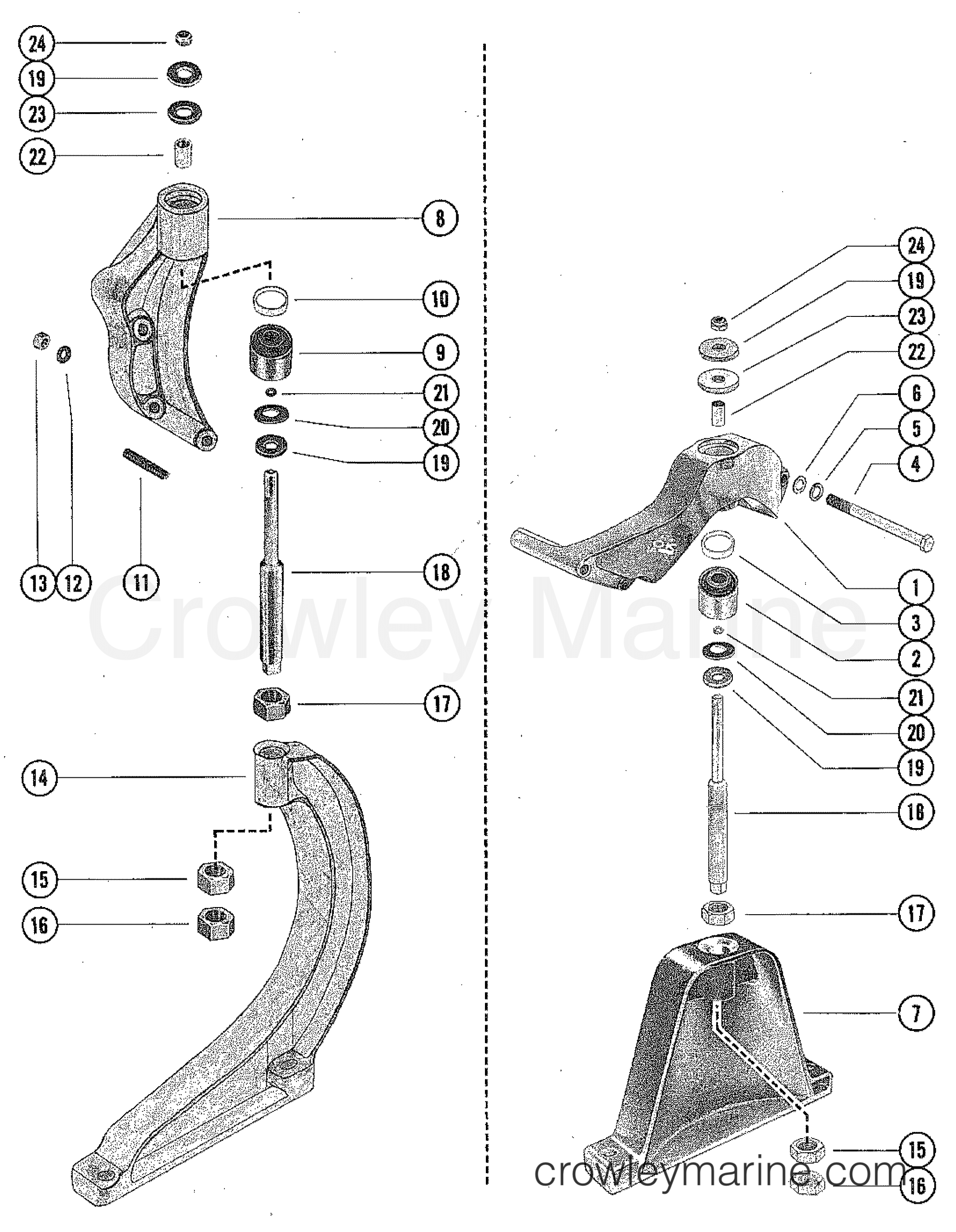 FRONT MOUNT ASSEMBLY - Serial Range Stern Drive 470 (2 BBL.) MERCURY ...