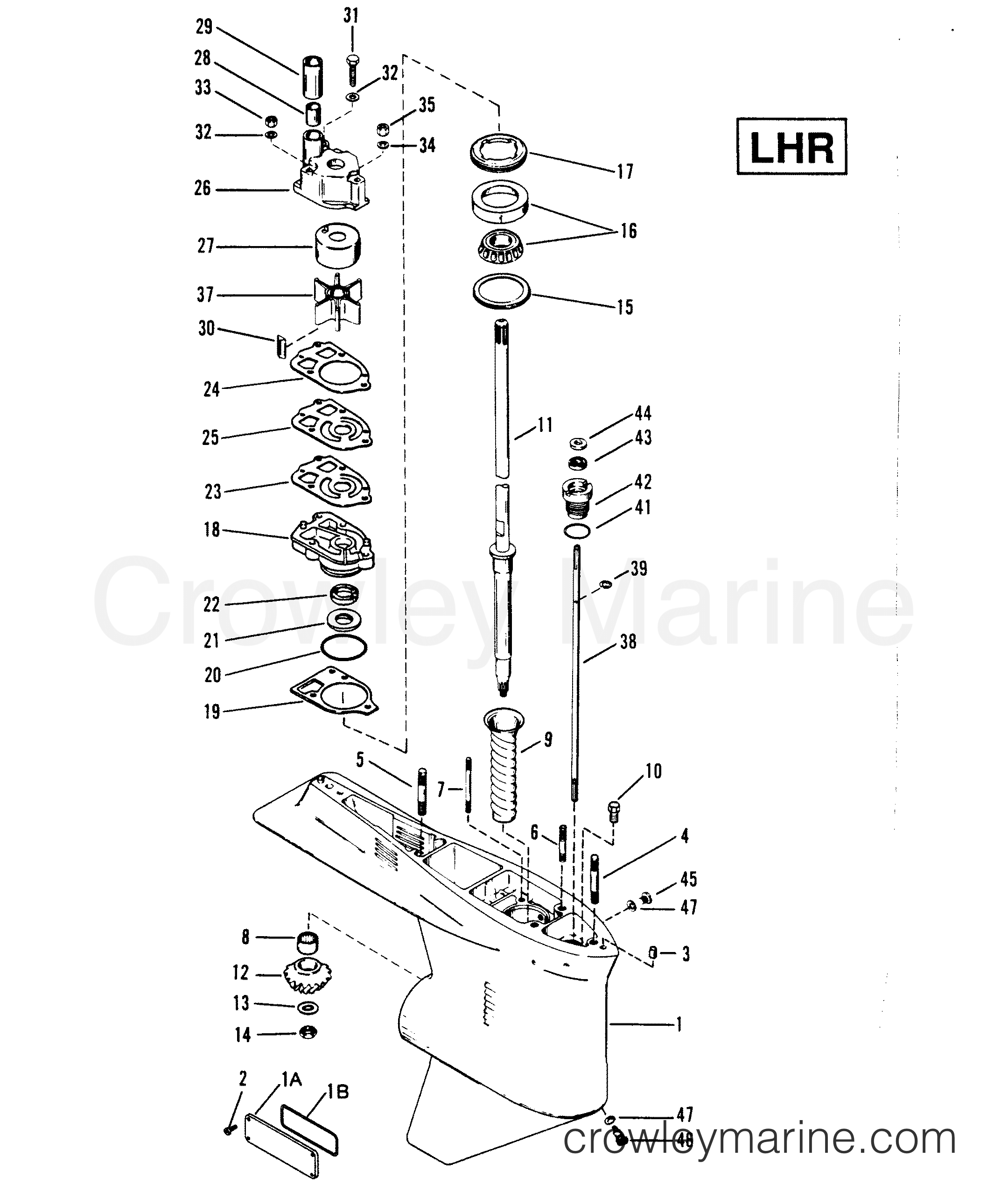 GEAR HOUSING (DRIVE SHAFT)LHR 4-HOLE WATER PICK-UP - 1991 Race Outboard ...