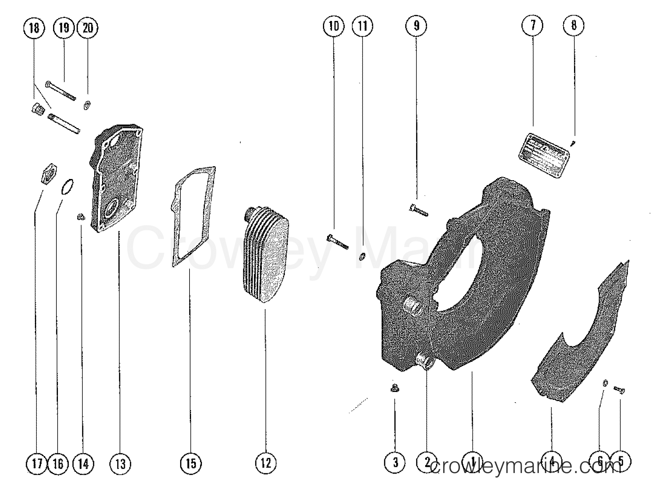 FLYWHEEL HOUSING AND OIL COOLER INBOARD - Serial Range Stern Drive 225 ...