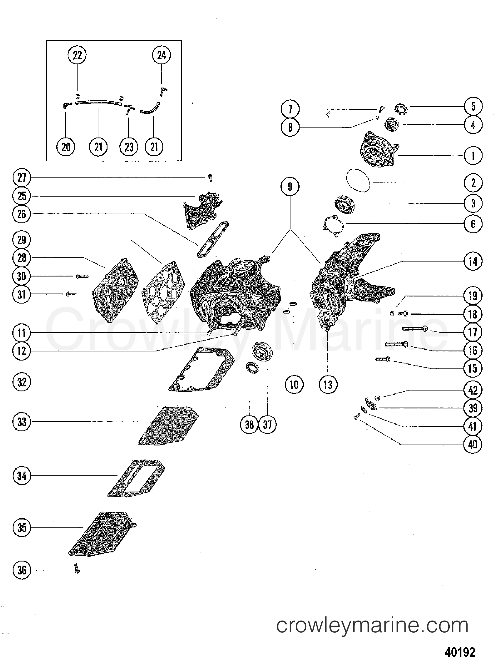 CYLINDER BLOCK AND CRANKCASE ASSEMBLY - 1978 Outboard 20 [EL] 1020528 ...