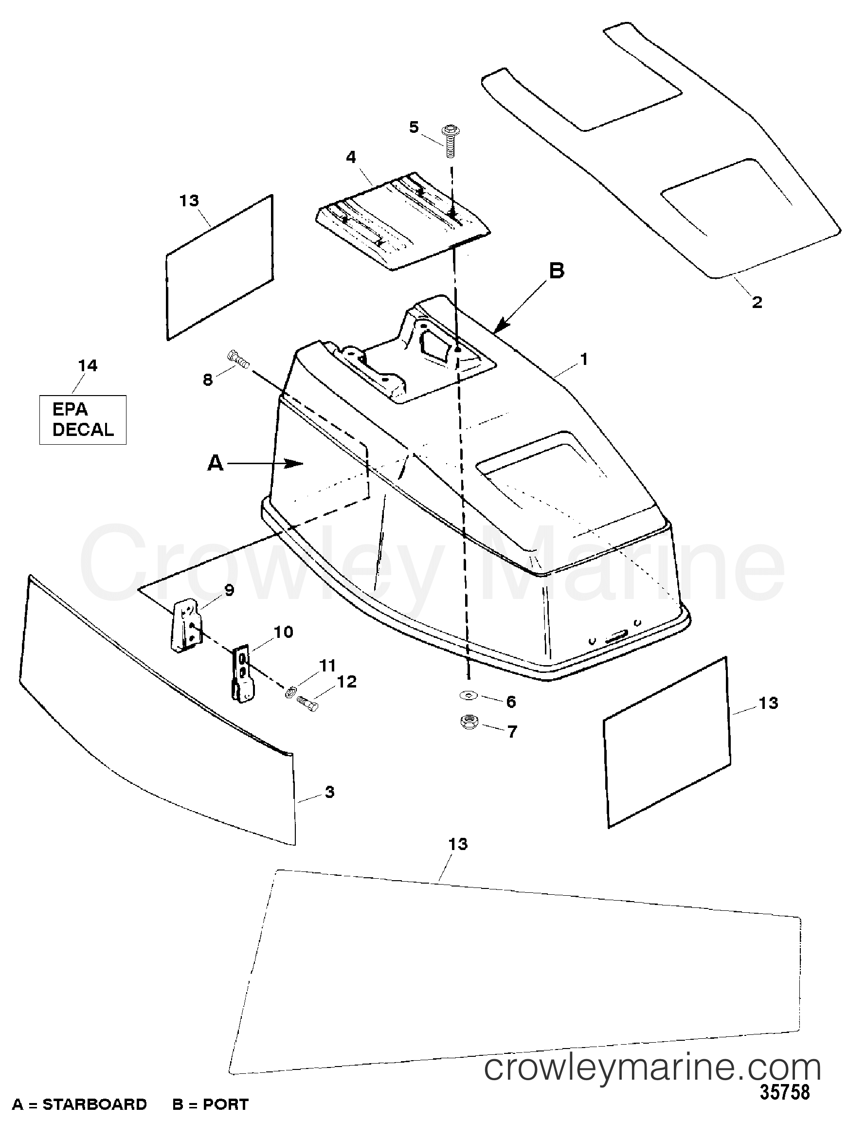 TOP COWL ASSEMBLY - 1998 Outboard 40 H040412UD [ELPT] | Crowley Marine