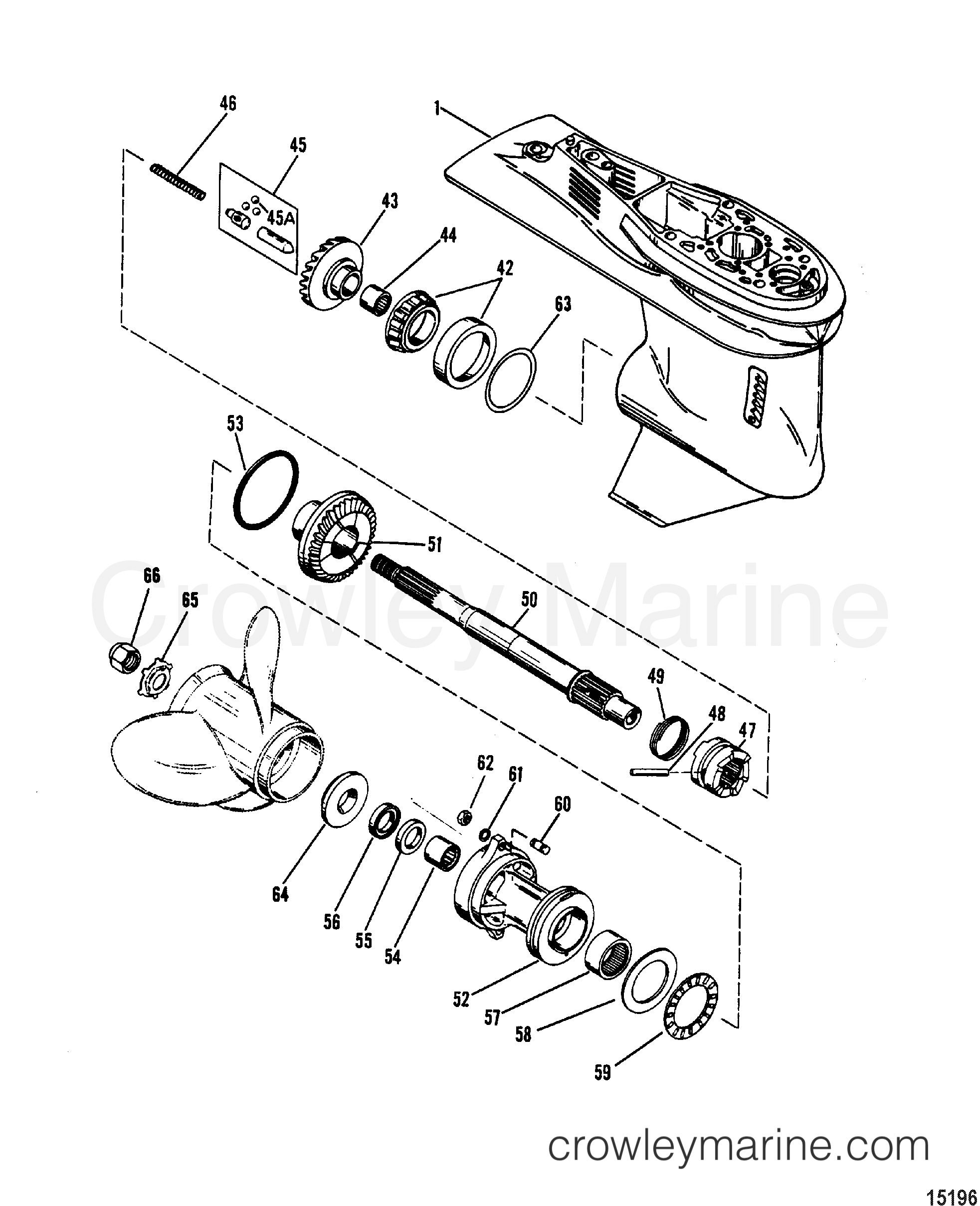 GEAR HOUSING, PROPELLER SHAFT - 1988 Outboard 100 [ELPTO] 7100412NC ...