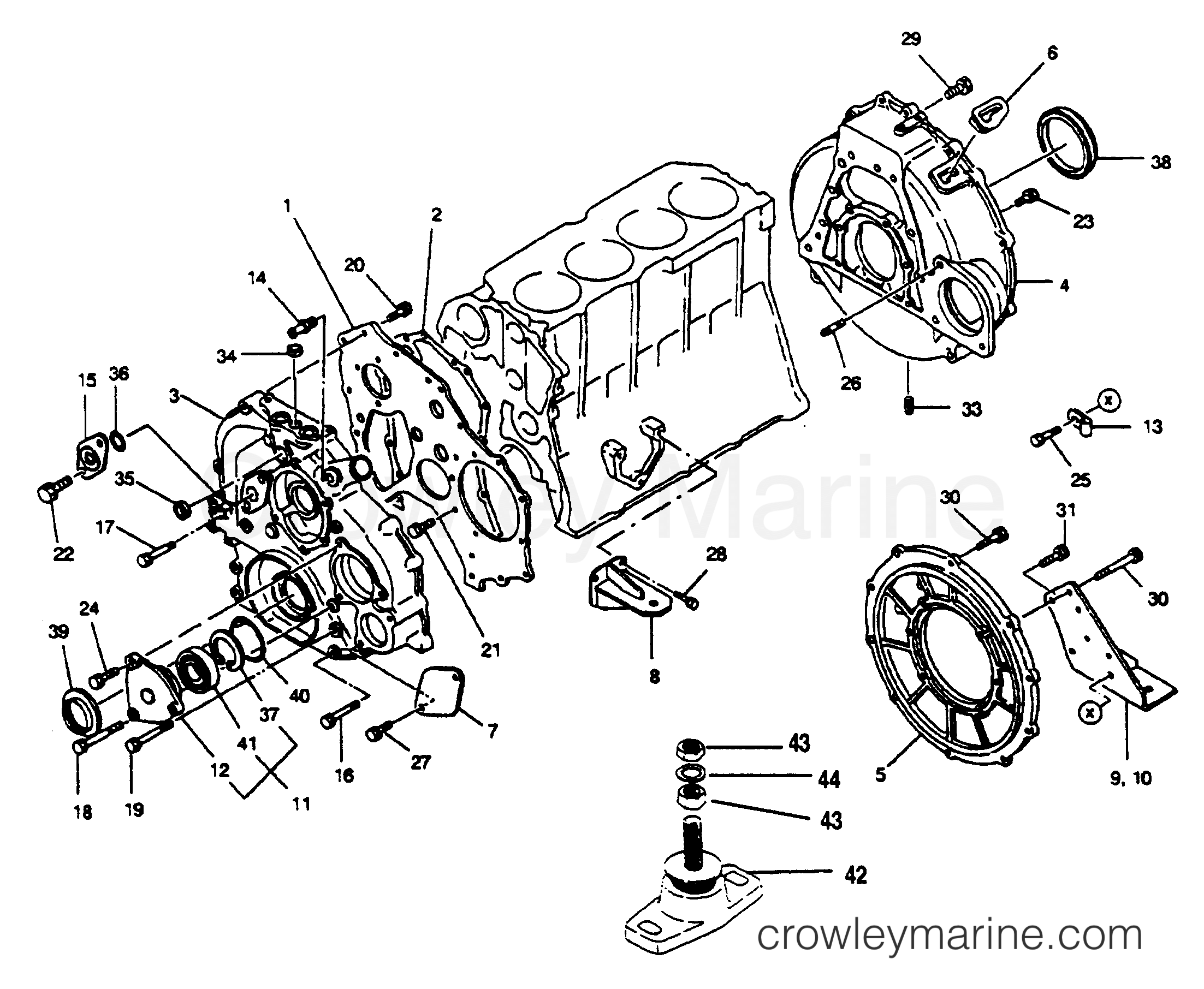 TIMING COVER AND FLYWHEEL HOUSING - 1992 Inboard Engine 4.0LD [PORT ...