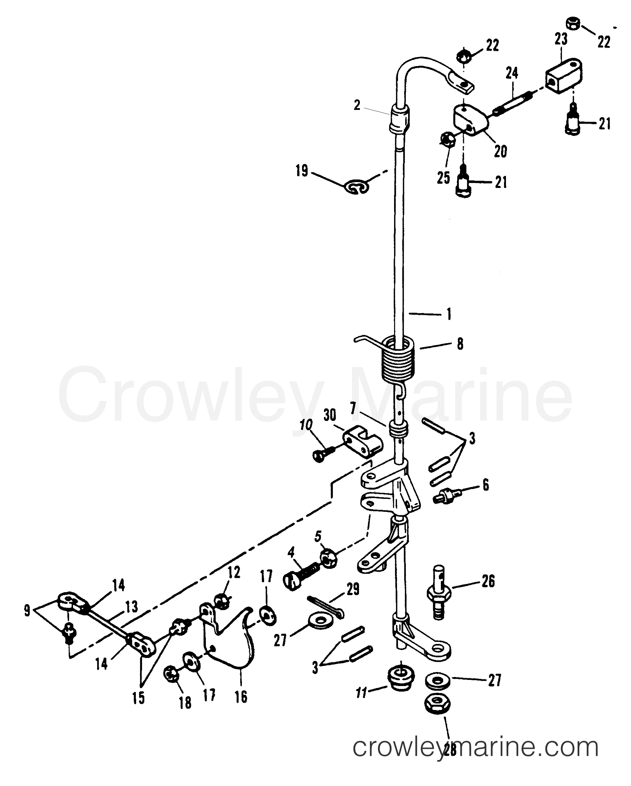 TOWERSHAFT AND THROTTLE LINKAGE - 1995 Sport Jet 120 [JETPUMP ...