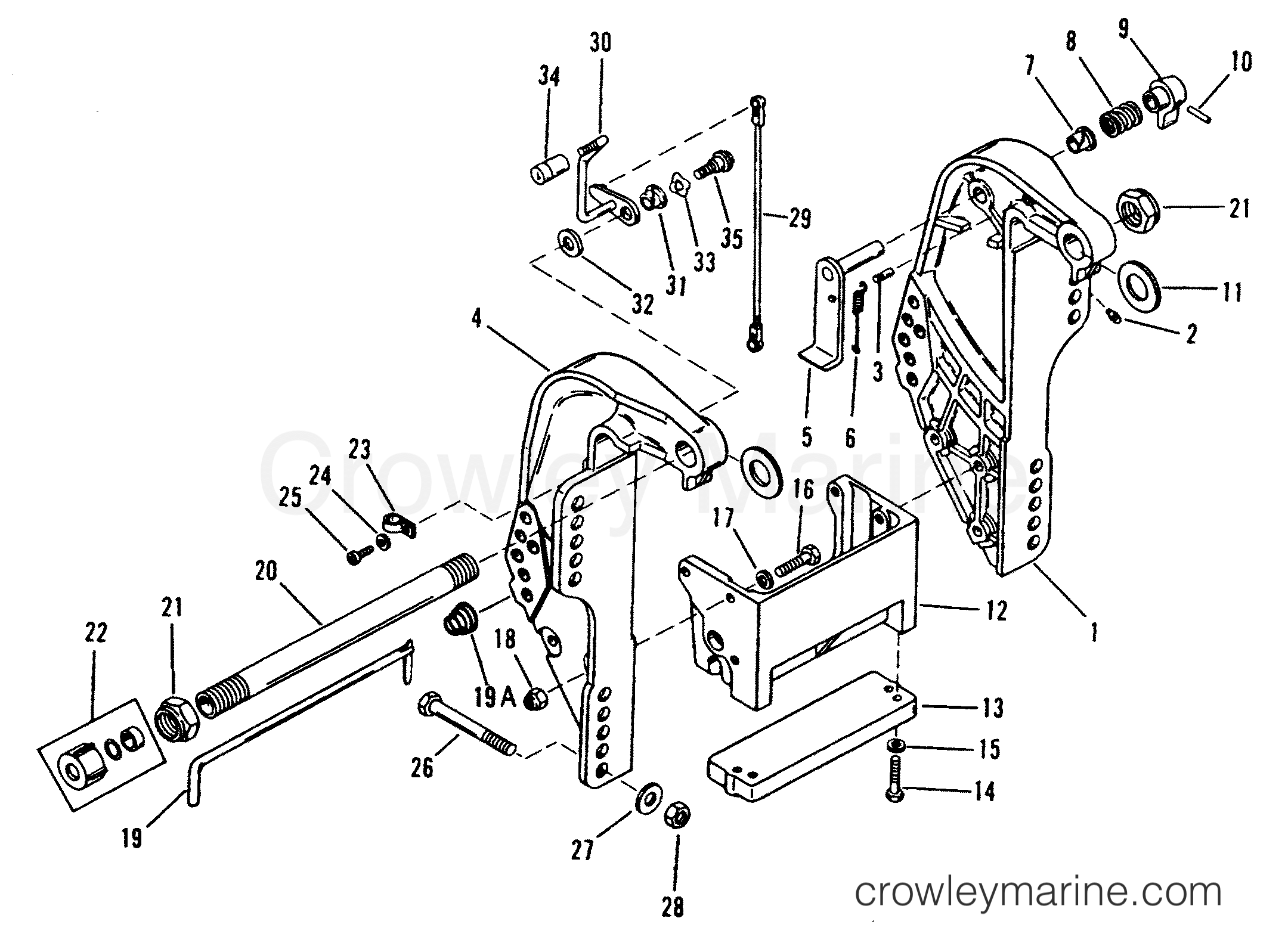 TRANSOM BRACKET (50/60)(S/N: 0D182000 AND UP) - 1991 Outboard 50 [ELPTO ...