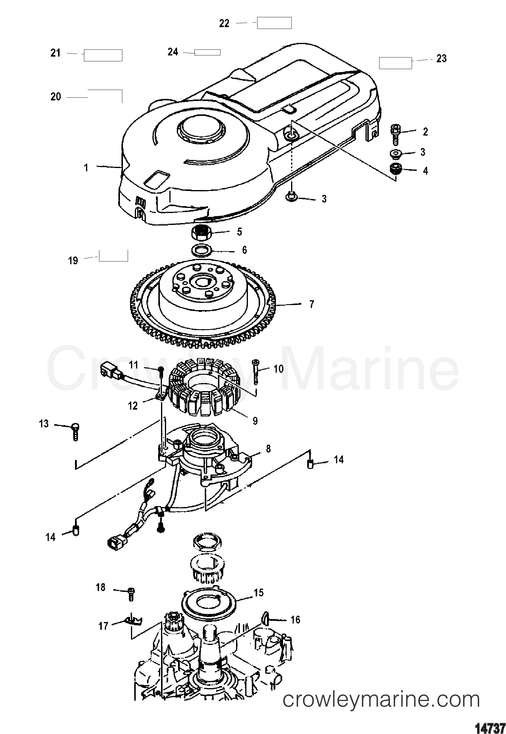 FLYWHEEL - 2001 Outboard 115EFI [ELPT 4] 7115F13KD | Crowley Marine