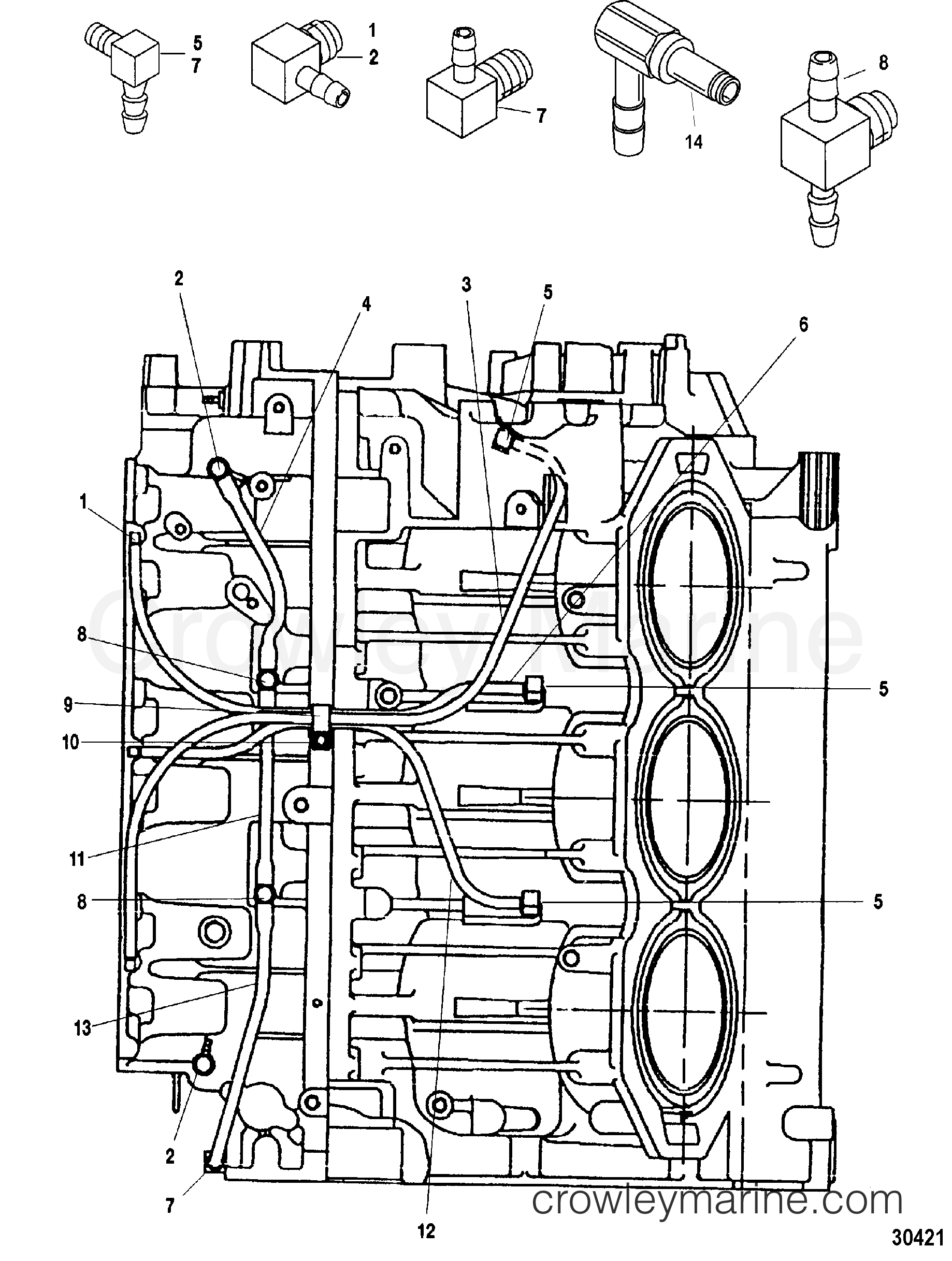 PORT CENTER MAIN OILING SYSTEM - 2001 Outboard 200DFI [CXL DIG SW ...