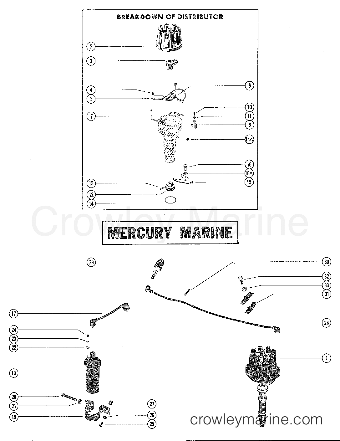 DISTRIBUTOR ASSEMBLY, COMPLETE MERCURY MARINE - Serial Range Stern ...