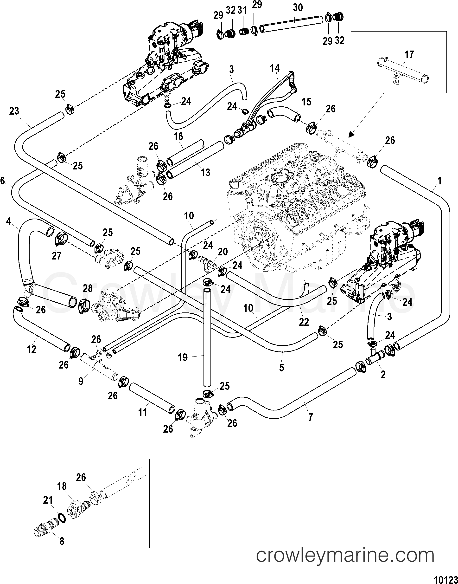 STANDARD COOLING SYSTEM - BRAVO, SINGLE AND 3 POINT DRAIN - 1998 Stern ...