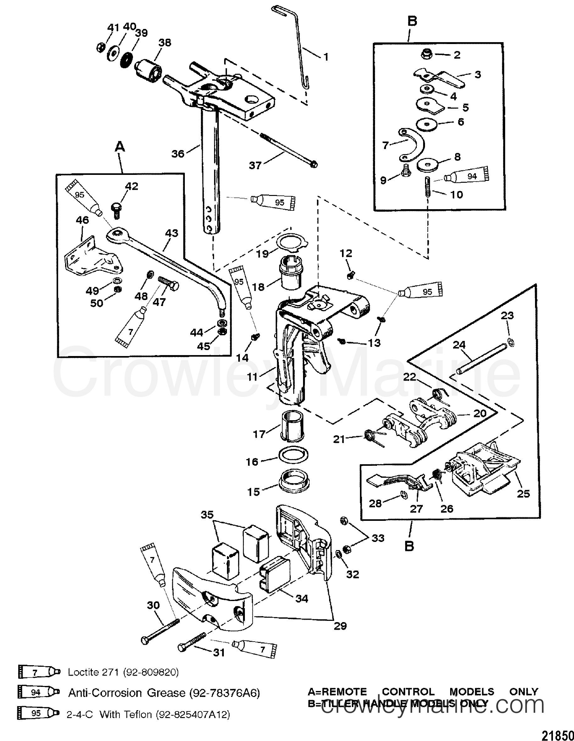 SWIVEL BRACKET ASSEMBLY - 1994 Outboard 25 [E] 70253024D | Crowley Marine