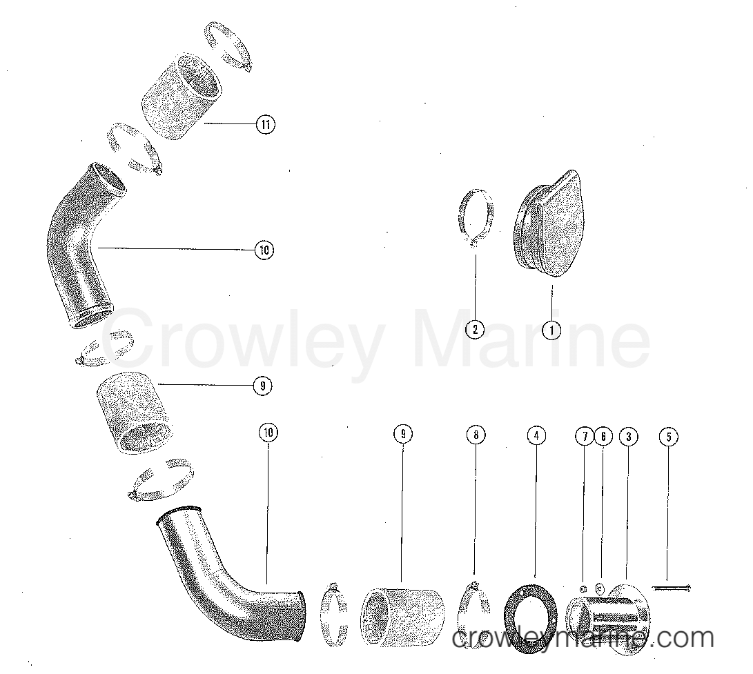 EXHAUST KIT - Serial Range Stern Drive 200 GM 292 I/L6 1969 2453769 ...