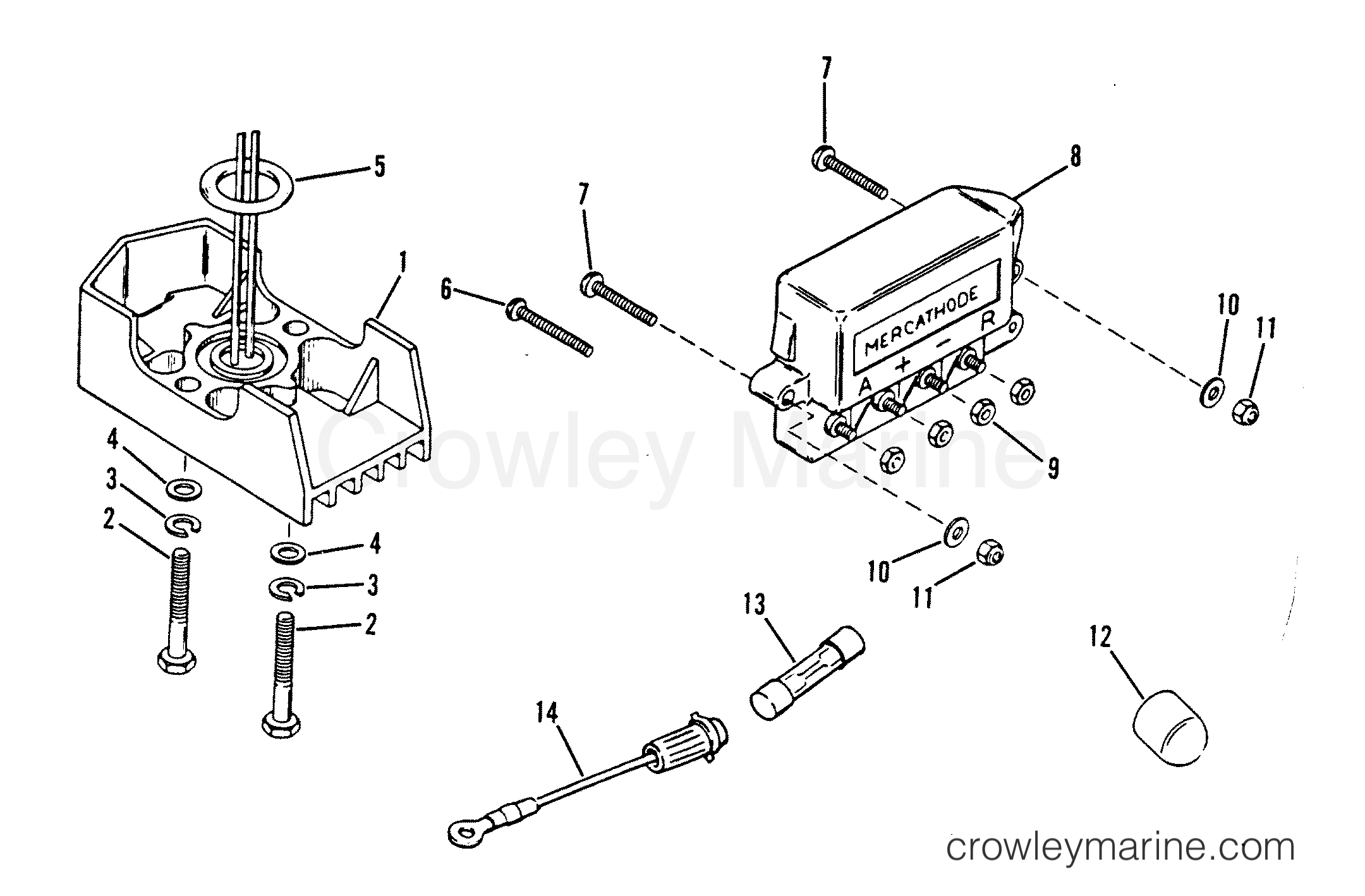 MERCATHODE KIT - Various Years Rigging Power Steering/Tiller Handles ...