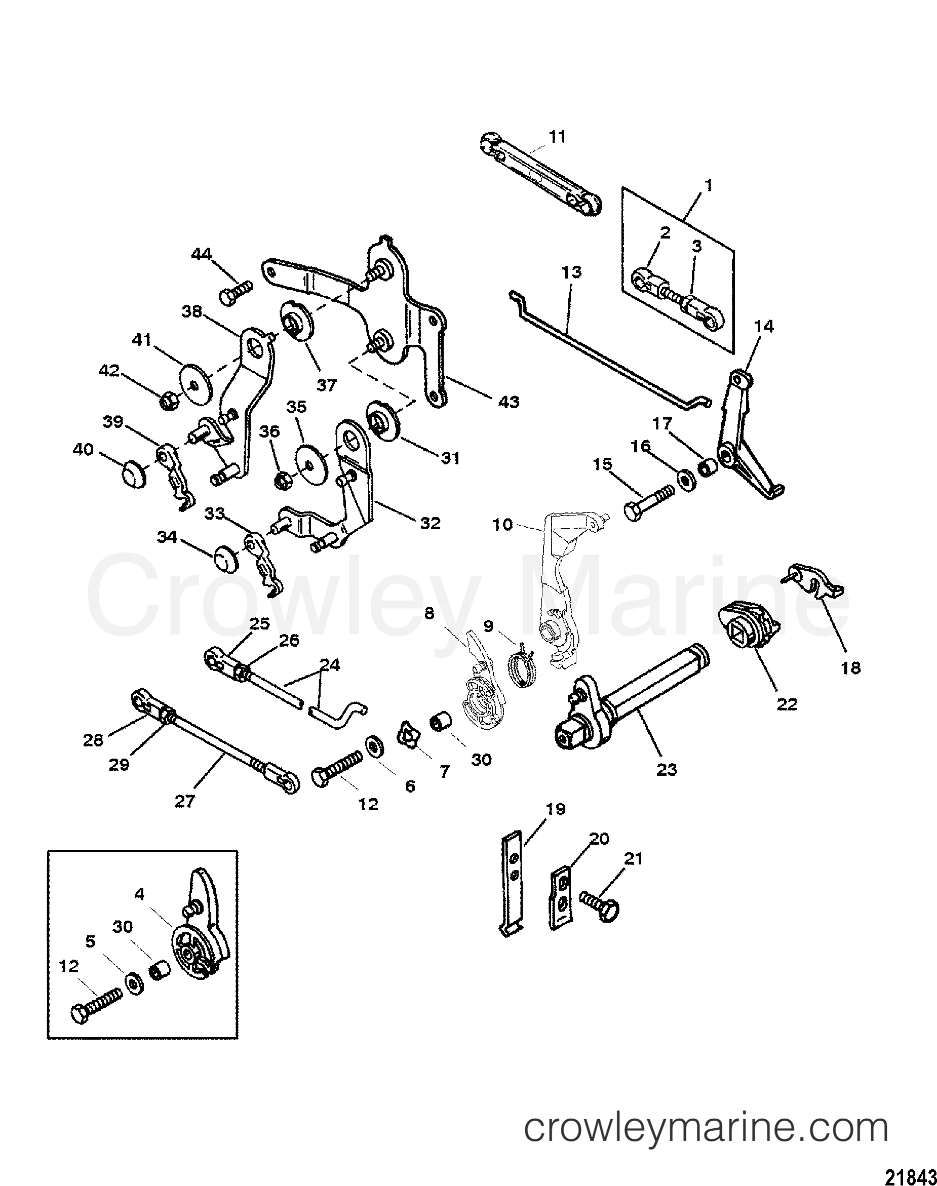 THROTTLE AND SHIFT LINKAGE(REMOTE CONTROL) - 1994 Outboard 15 [MLA ...