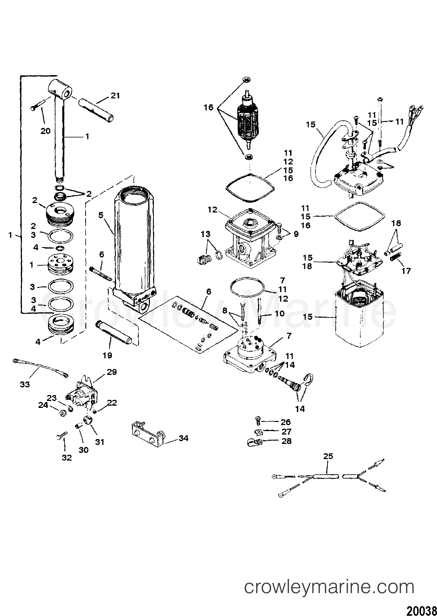 POWER TRIM COMPONENTS(DESIGN I) - 1996 Outboard 120 H120412SD [ELPT ...