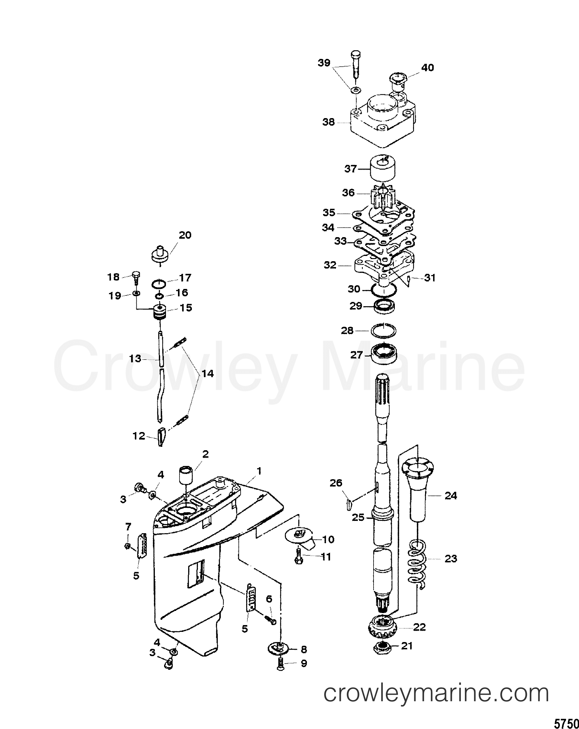 GEAR HOUSING, DRIVESHAFT - 2004 Outboard 25 [M] 7025207RL | Crowley Marine