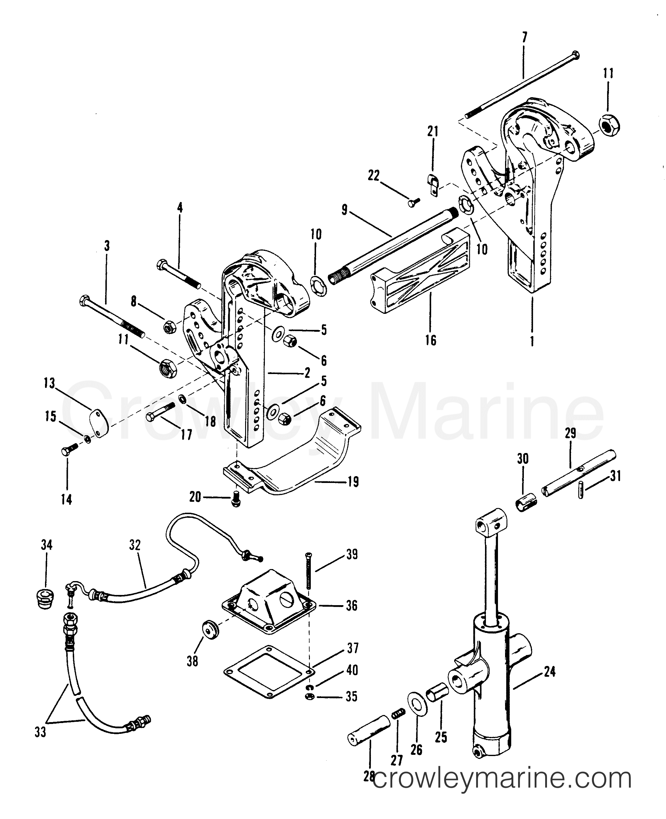 TRANSOM BRACKETS - 1991 Race Outboard 2.5 [CL CARB] 1925112LH | Crowley ...