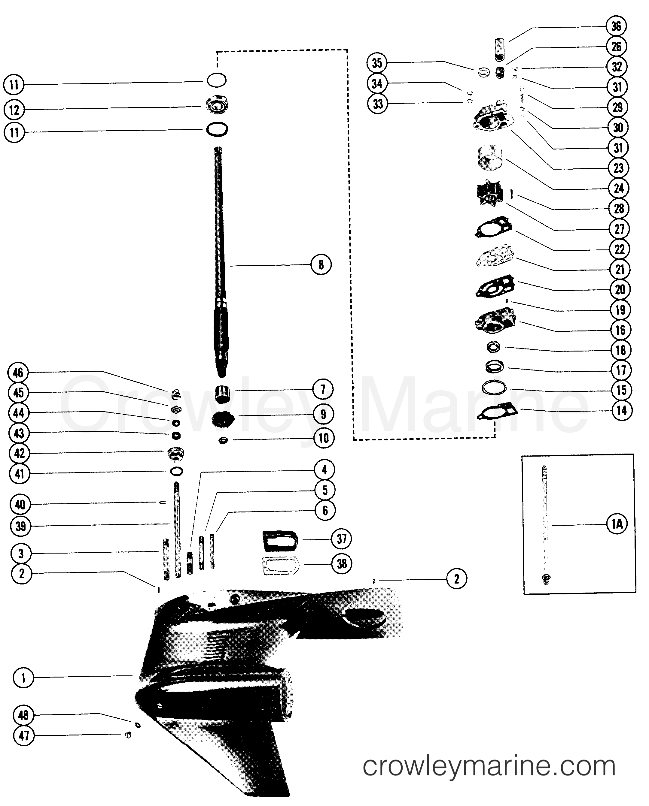 GEAR HOUSING ASSEMBLY, COMPLETE (PAGE 1) - 1978 Outboard 140 [ELPT ...