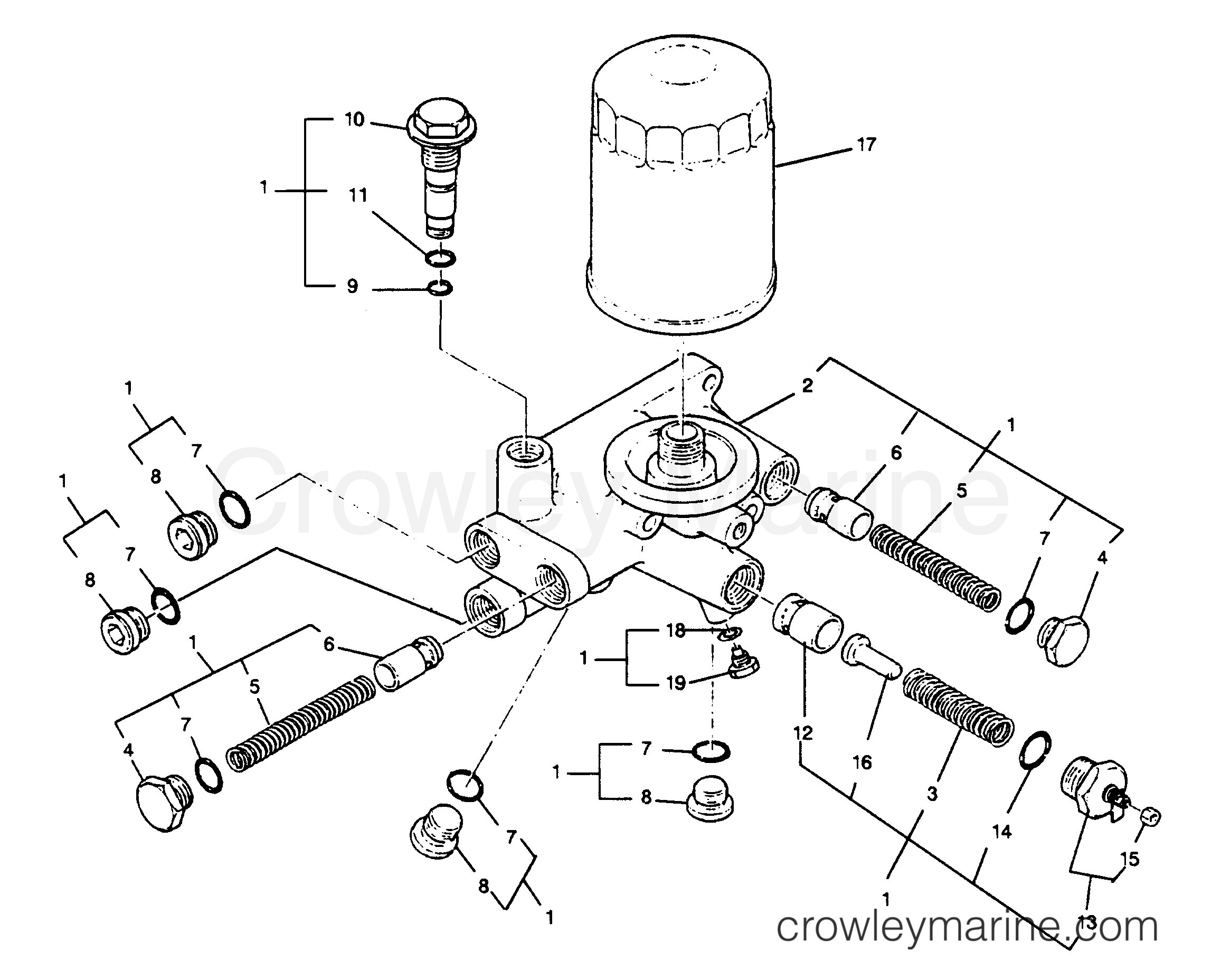OIL FILTER BASE ASSEMBLY (P/N 156003490) - All Years Inboard Engine ...
