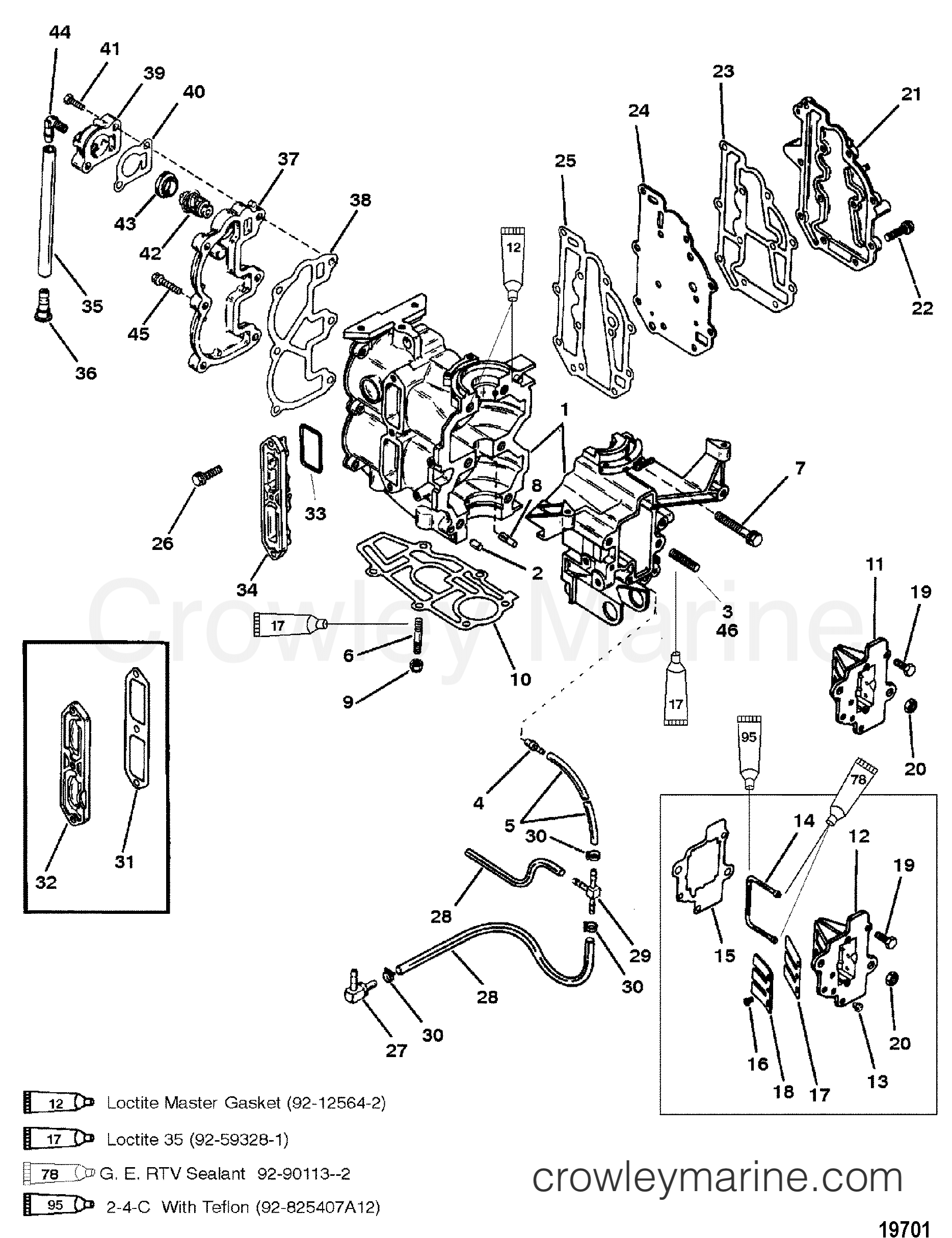 CYLINDER BLOCK AND COVERS - 1998 Outboard 6 [MLH] 1006211UD | Crowley ...