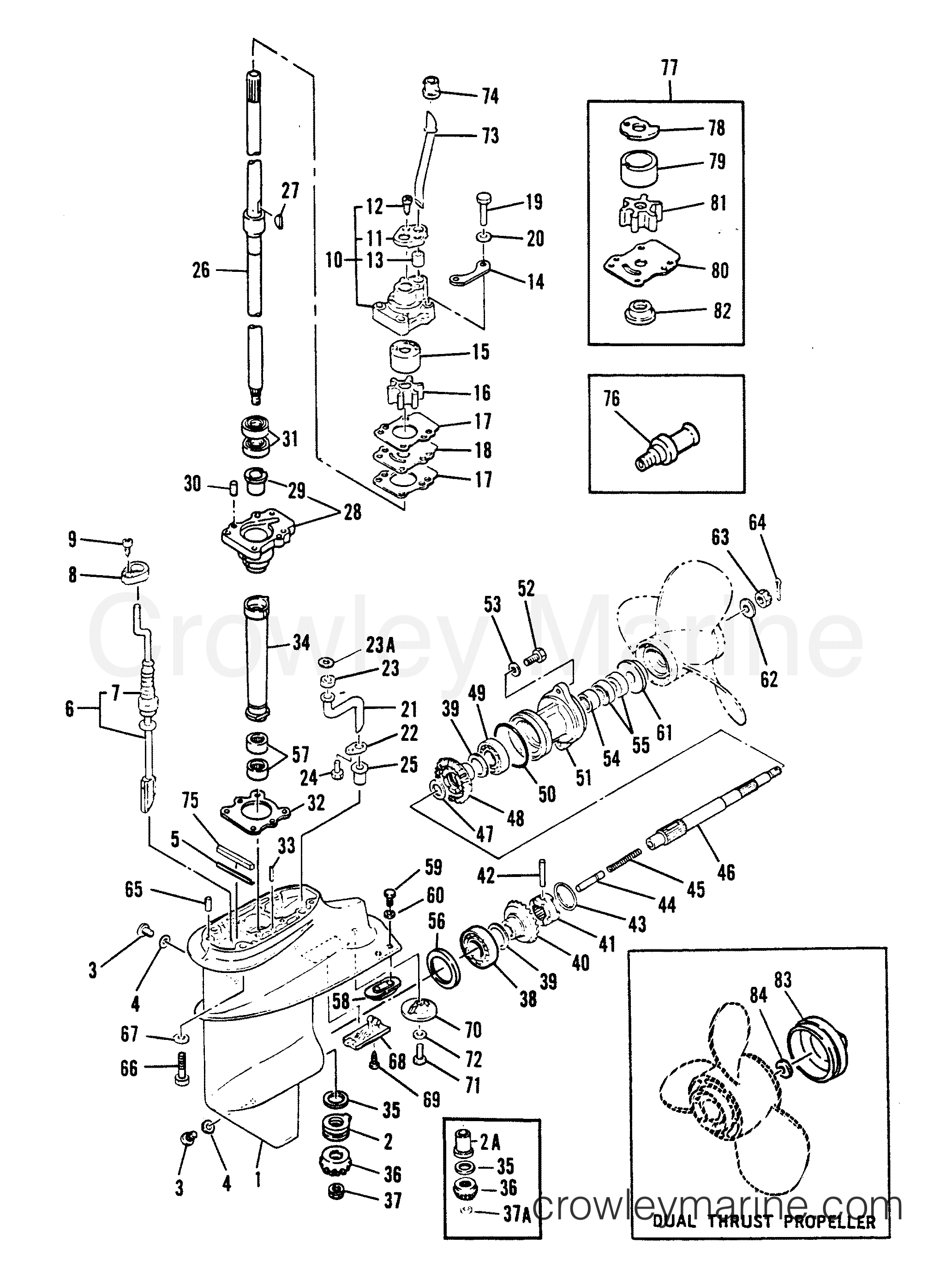 GEAR HOUSING ASSEMBLY - 1979 Outboard 15 [EL] 7015529 | Crowley Marine