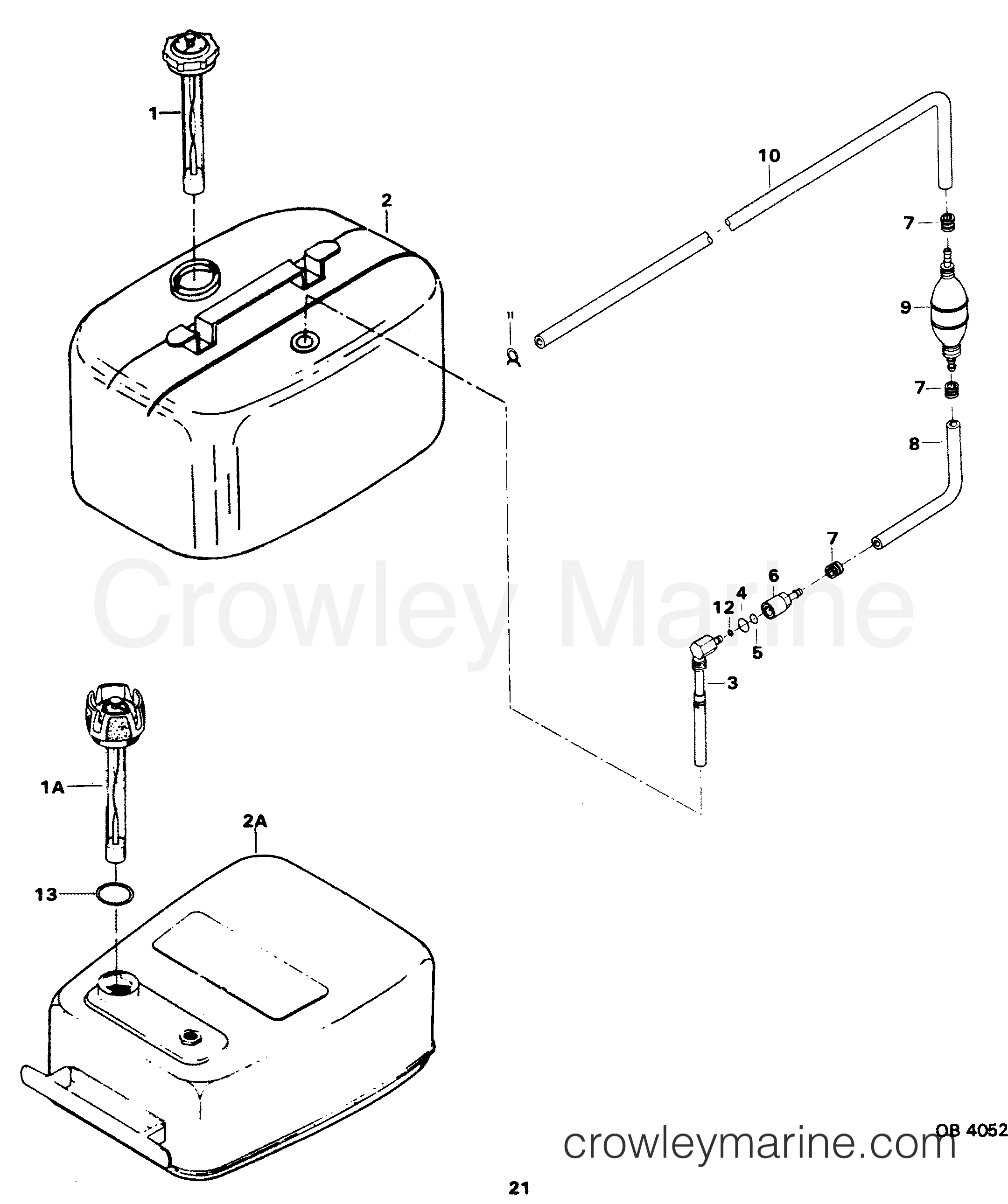 FUEL TANK AND LINE - 1985 Outboard 85 H0856F85A | Crowley Marine