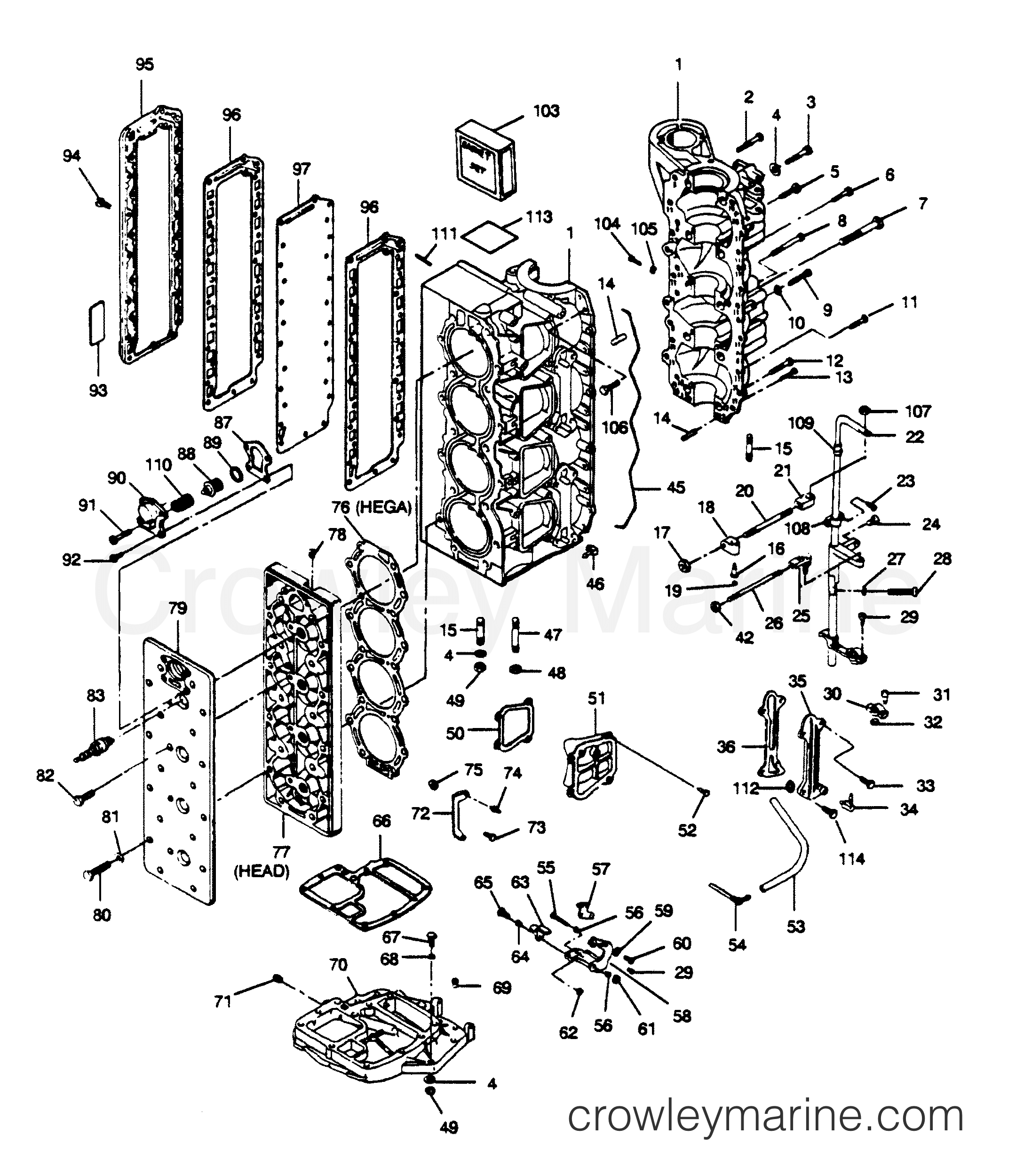 POWER HEAD - 1989 Outboard 125 H1251X89D | Crowley Marine