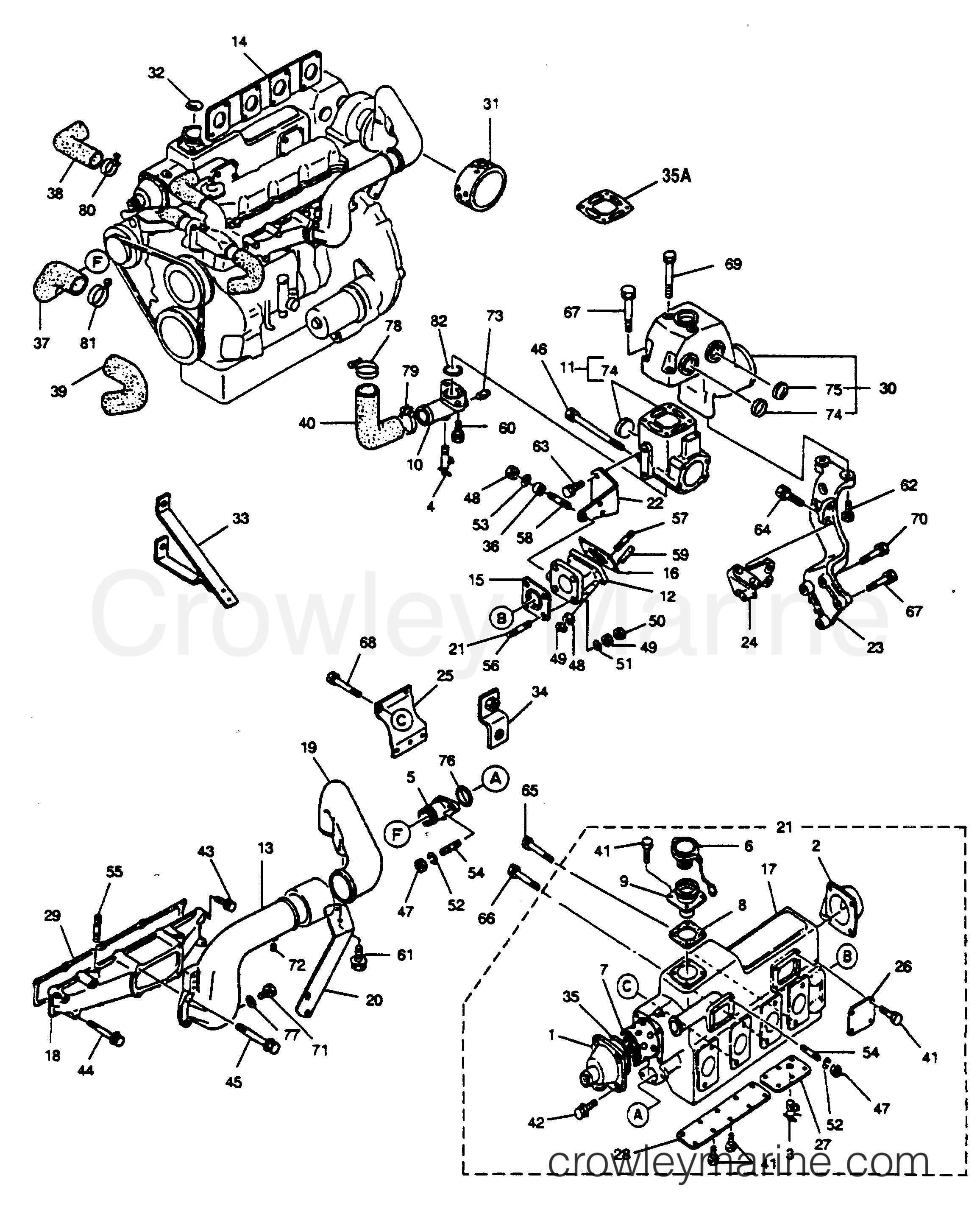 INTAKE AND EXHAUST SYSTEM - 1991 Inboard Engine 3.9LD [STARBOARD ...
