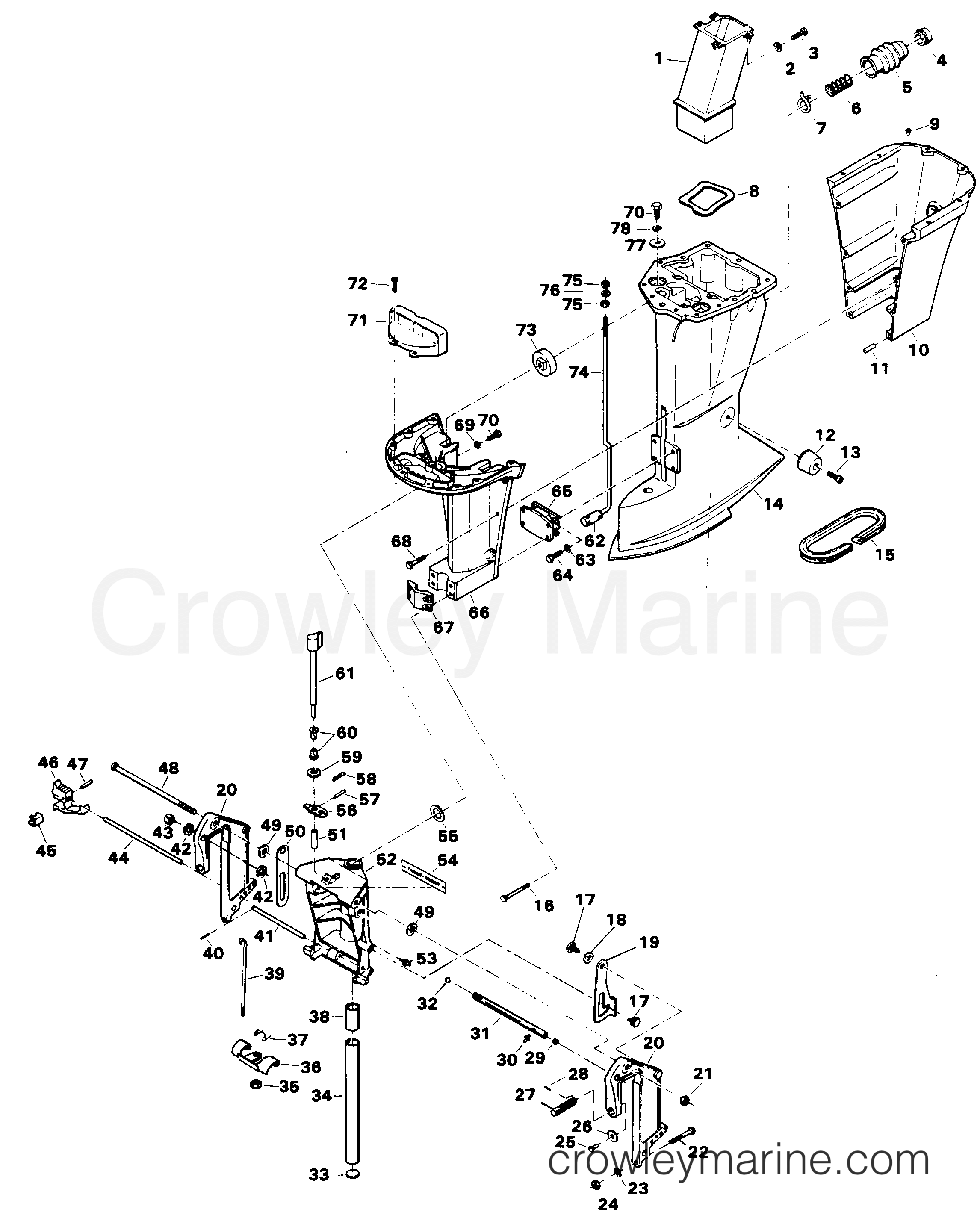 MOTOR LEG - 1983 Outboard 85 856X3L [Force] | Crowley Marine