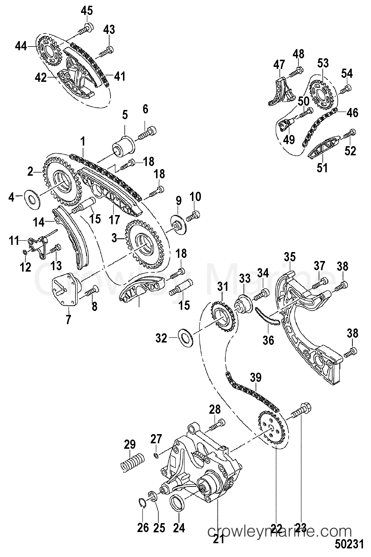 TIMING CHAIN AND SLIDE RAIL - 2013 Stern Drive 4.2L TDI 4D420002D ...