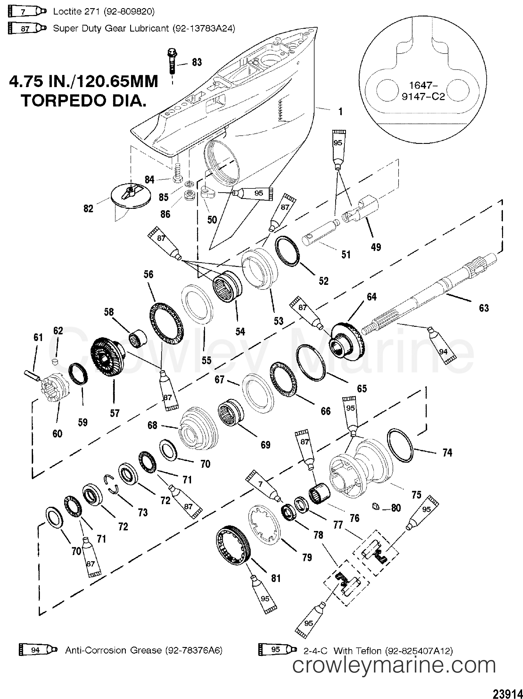 GEAR HOUSING(PROP SHAFT)(COUNTER ROTATION) - 1999 Outboard 150XR6 [L ...