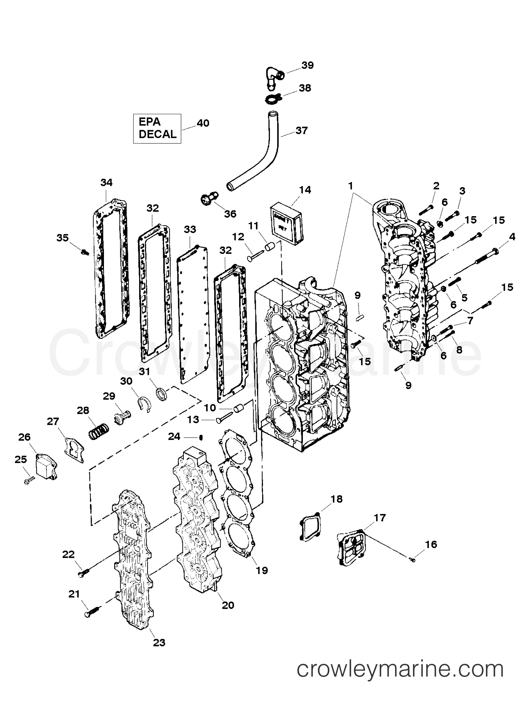 CYLINDER BLOCK ASSEMBLY - 1998 Outboard 120 H120412UD [ELPT] | Crowley ...