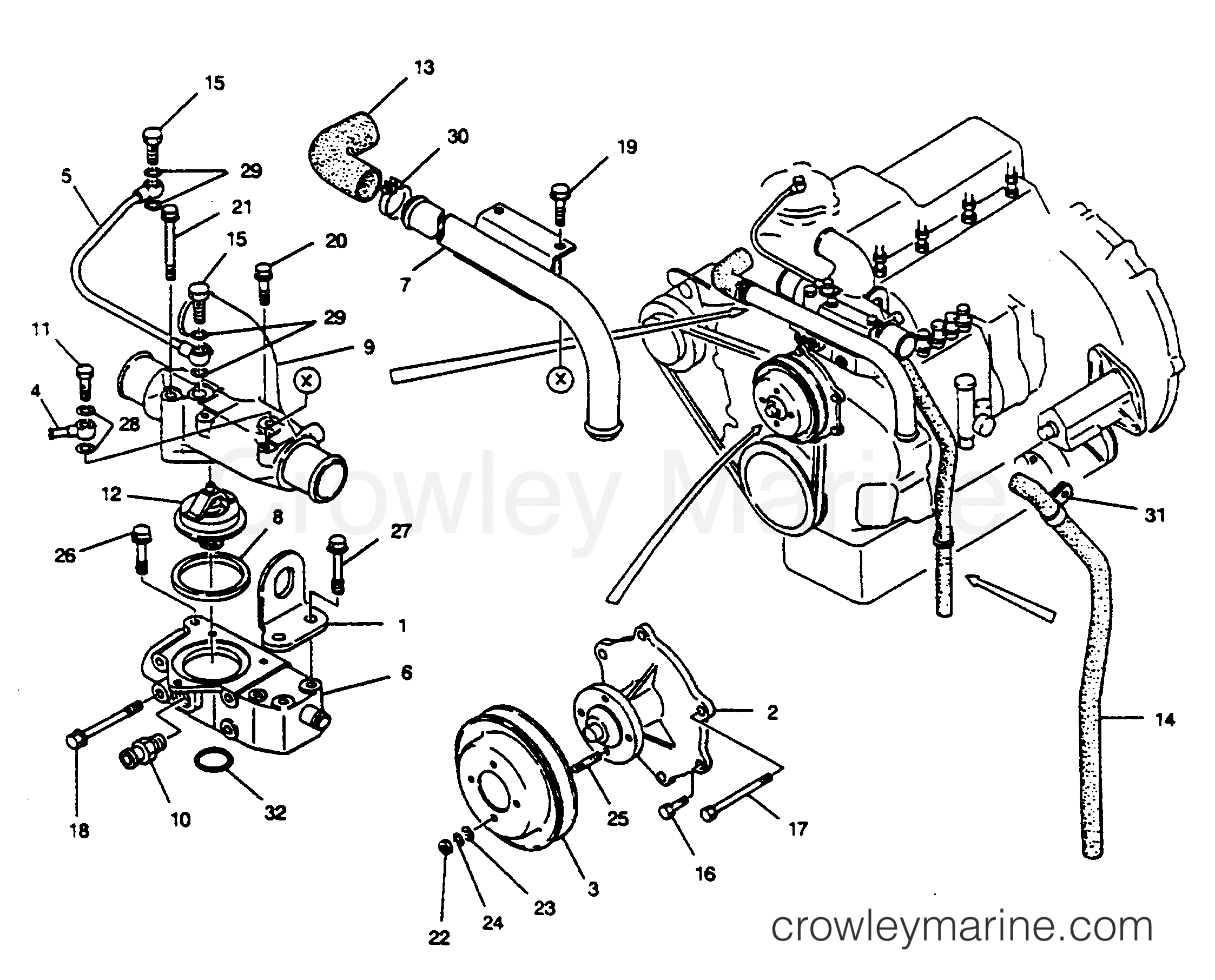 COOLING SYSTEM - 1992 Inboard Engine 4.0LD [PORT] 34012B9ES | Crowley ...