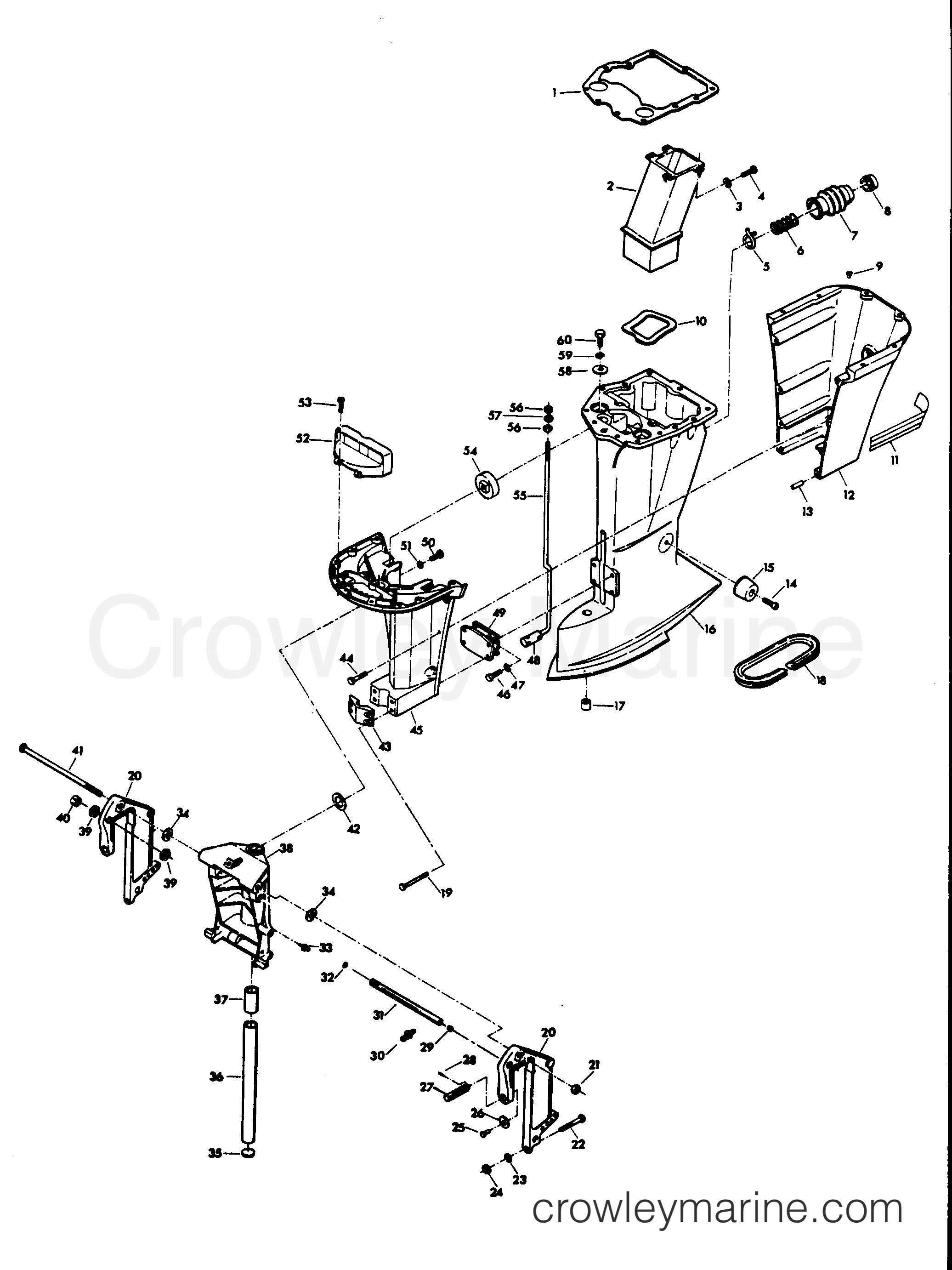 MOTOR LEG - 1977 Outboard 85 H0859H77A | Crowley Marine