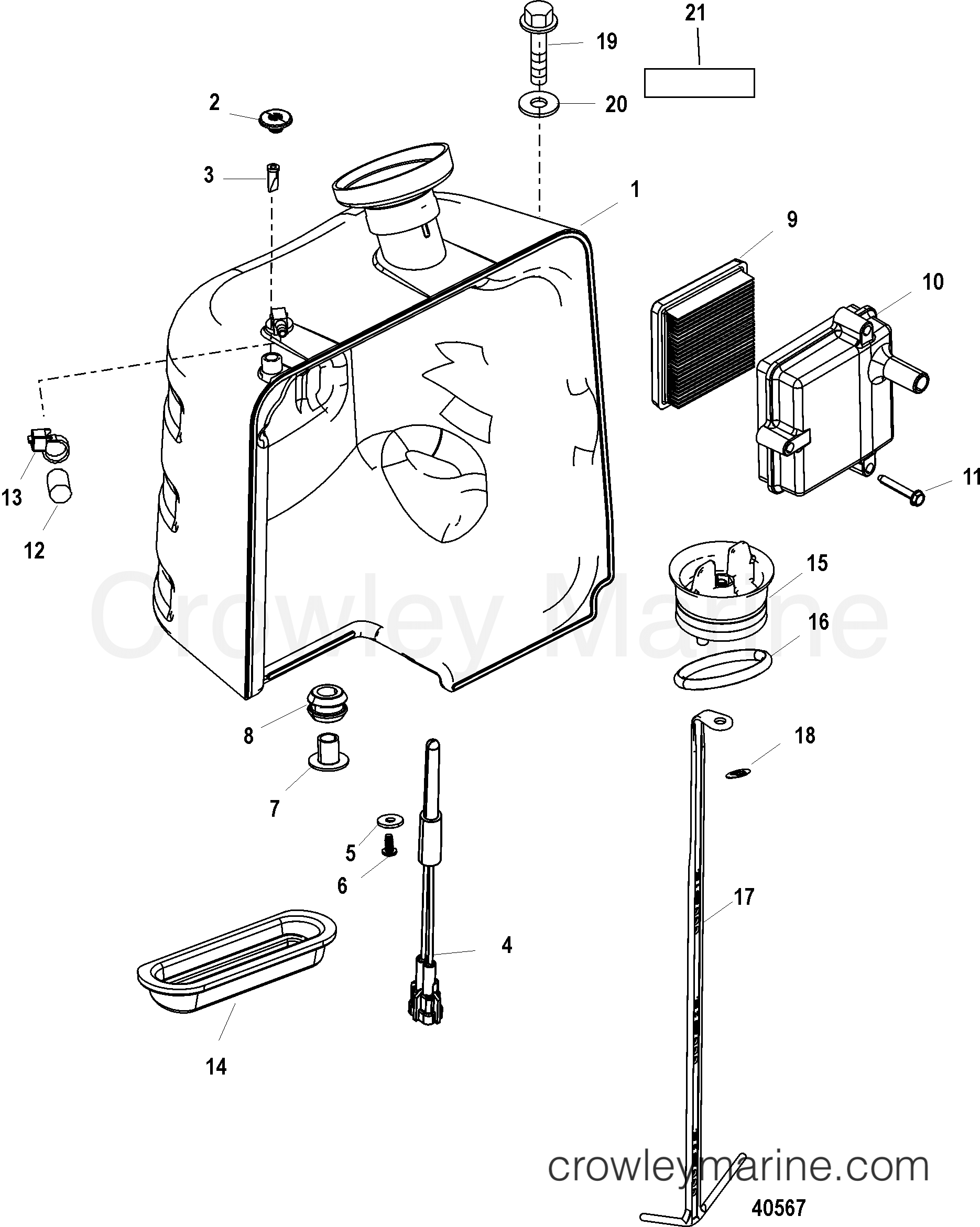 OIL TANK, 125 - 2006 Outboard 75DFI [ELPTO SW] 7075D73ZY | Crowley Marine