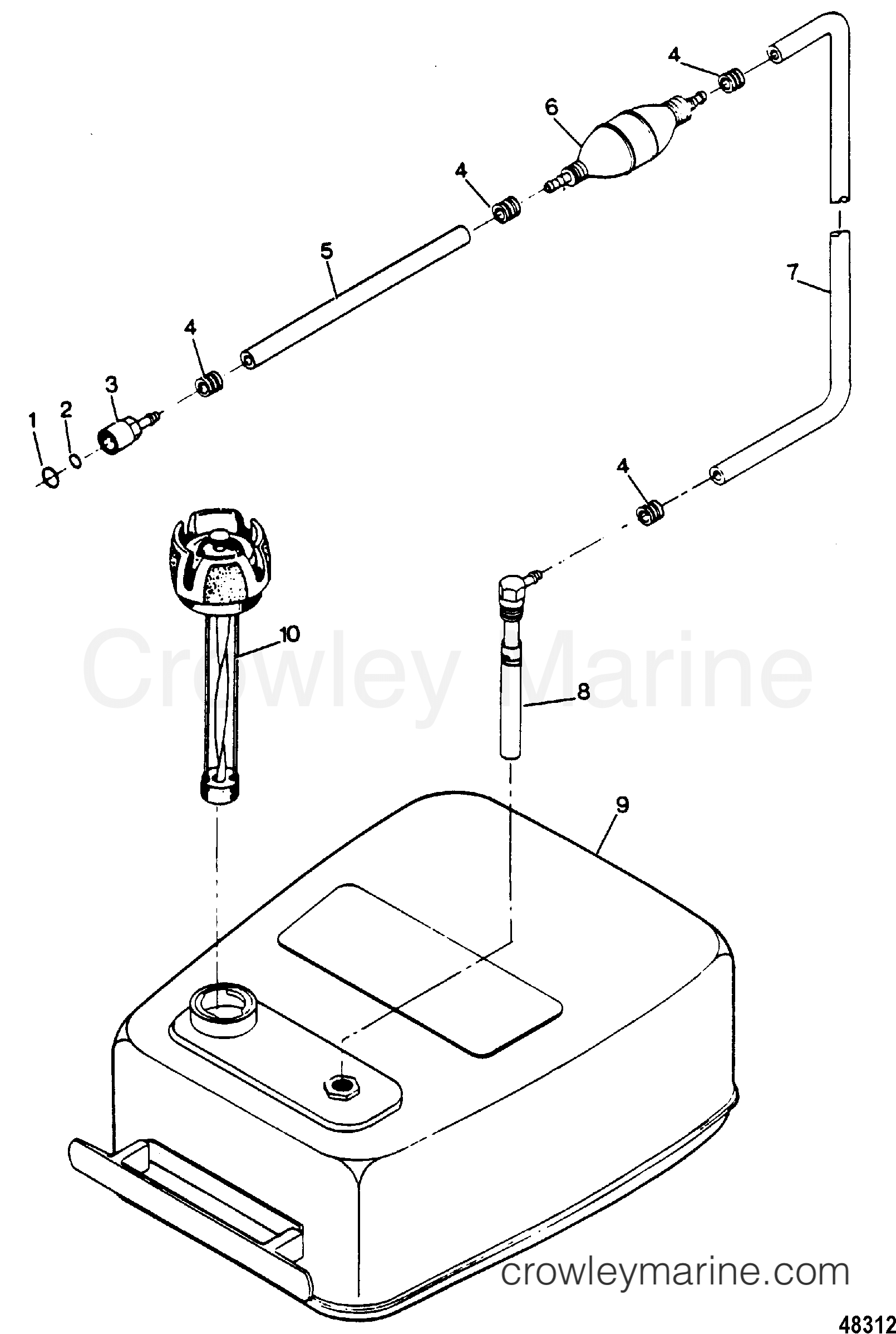 FUEL TANK AND LINE - 1987 Outboard 35 H0357C87A | Crowley Marine