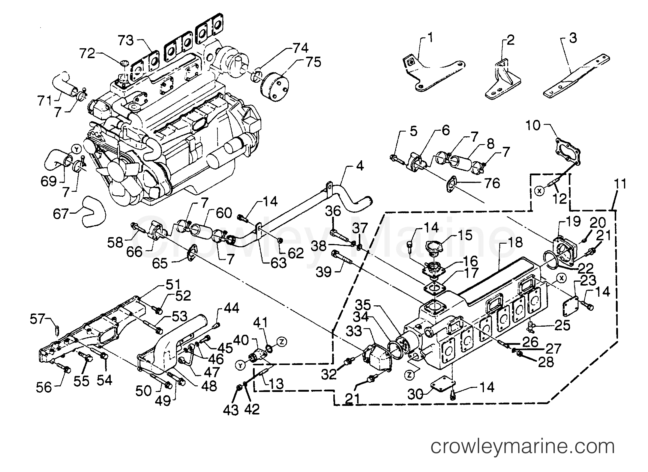AIR INTAKE AND EXHAUST SYSTEM - 1993 Inboard Engine 5.9LD [PORT ...