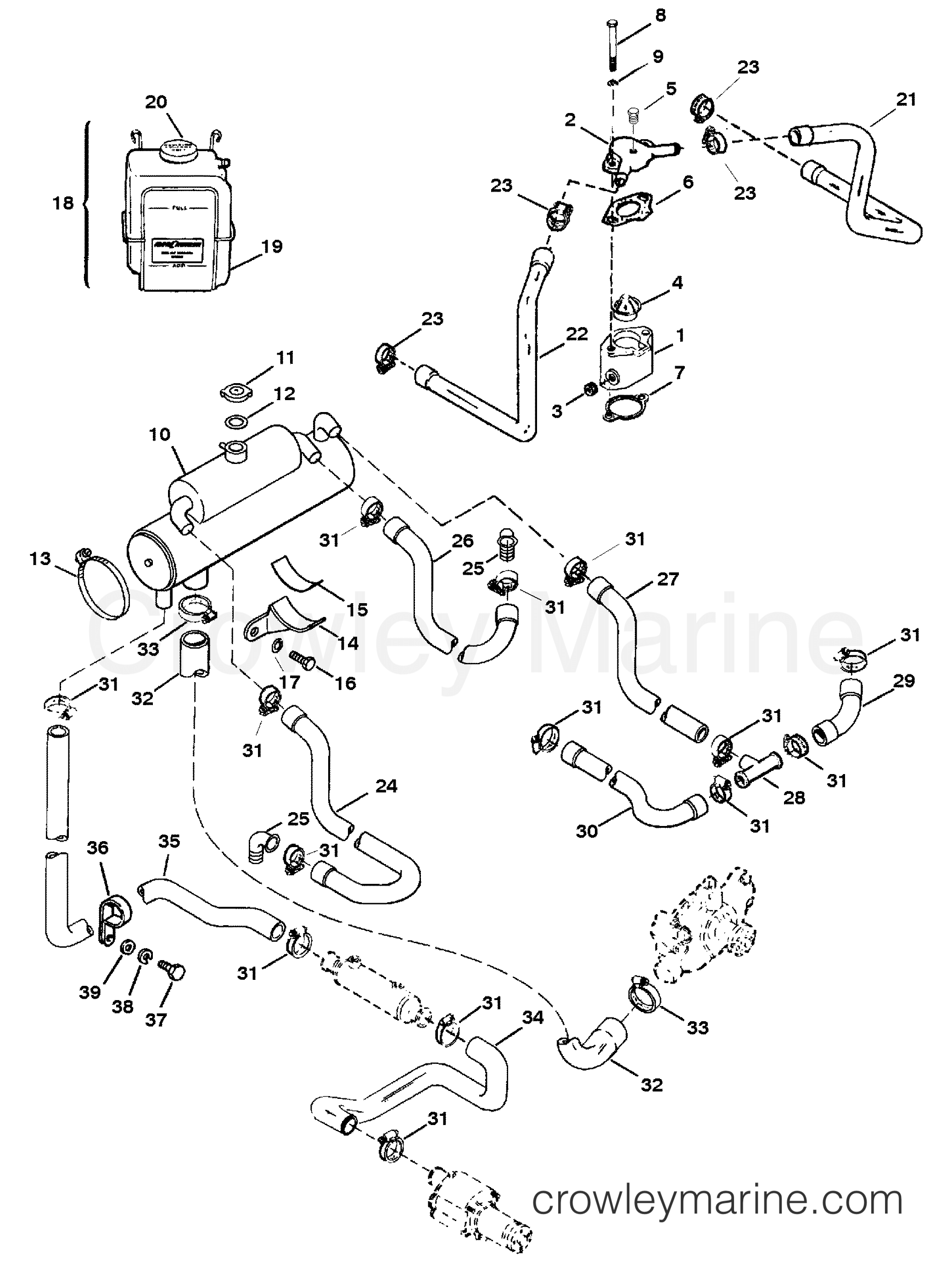 CLOSED COOLING SYSTEM - 1997 Inboard Engine 5.7L [CARB] 3571111KS ...