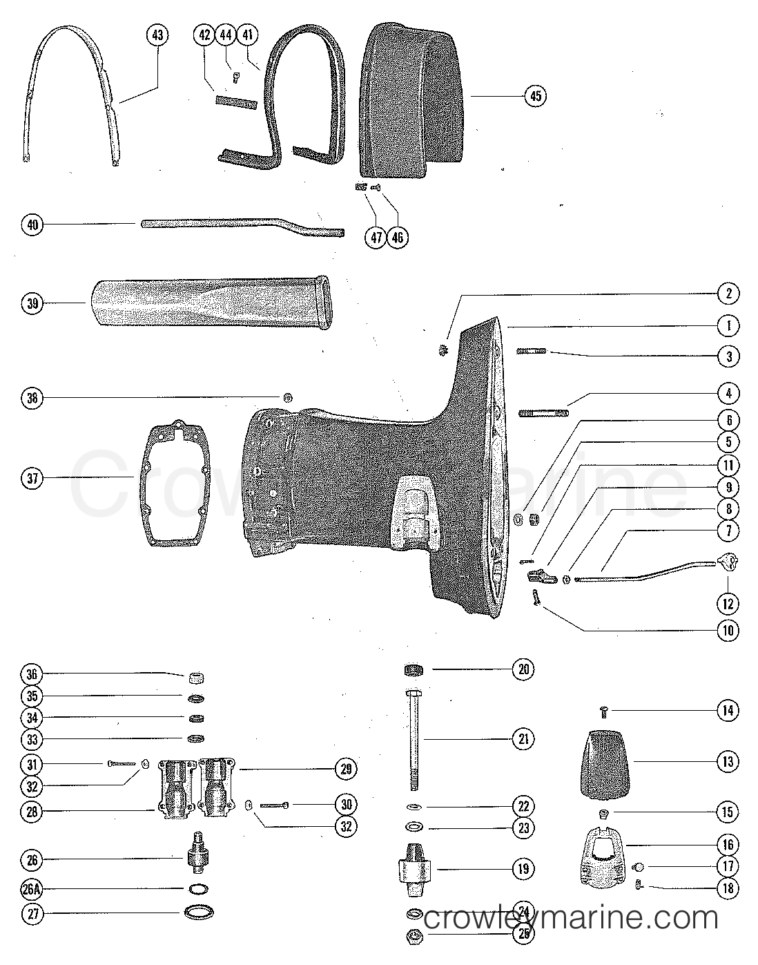 DRIVE SHAFT HOUSING ASSEMBLY - 1975 Outboard 50 1500205 | Crowley Marine