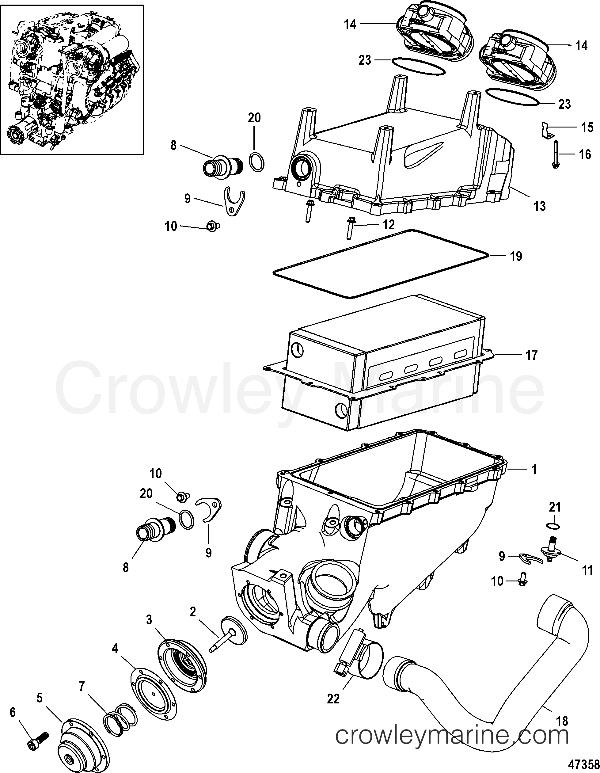 INTERCOOLER ASSEMBLY - 2013 Race Stern Drive QC4 RACE [CLOS CUPL ...