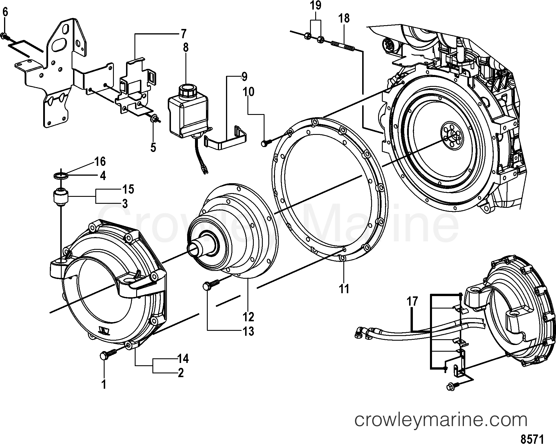 FLYWHEEL HOUSING COVER(STERNDRIVE) - 1998 Stern Drive 2.8L QSD [ES 200 ...