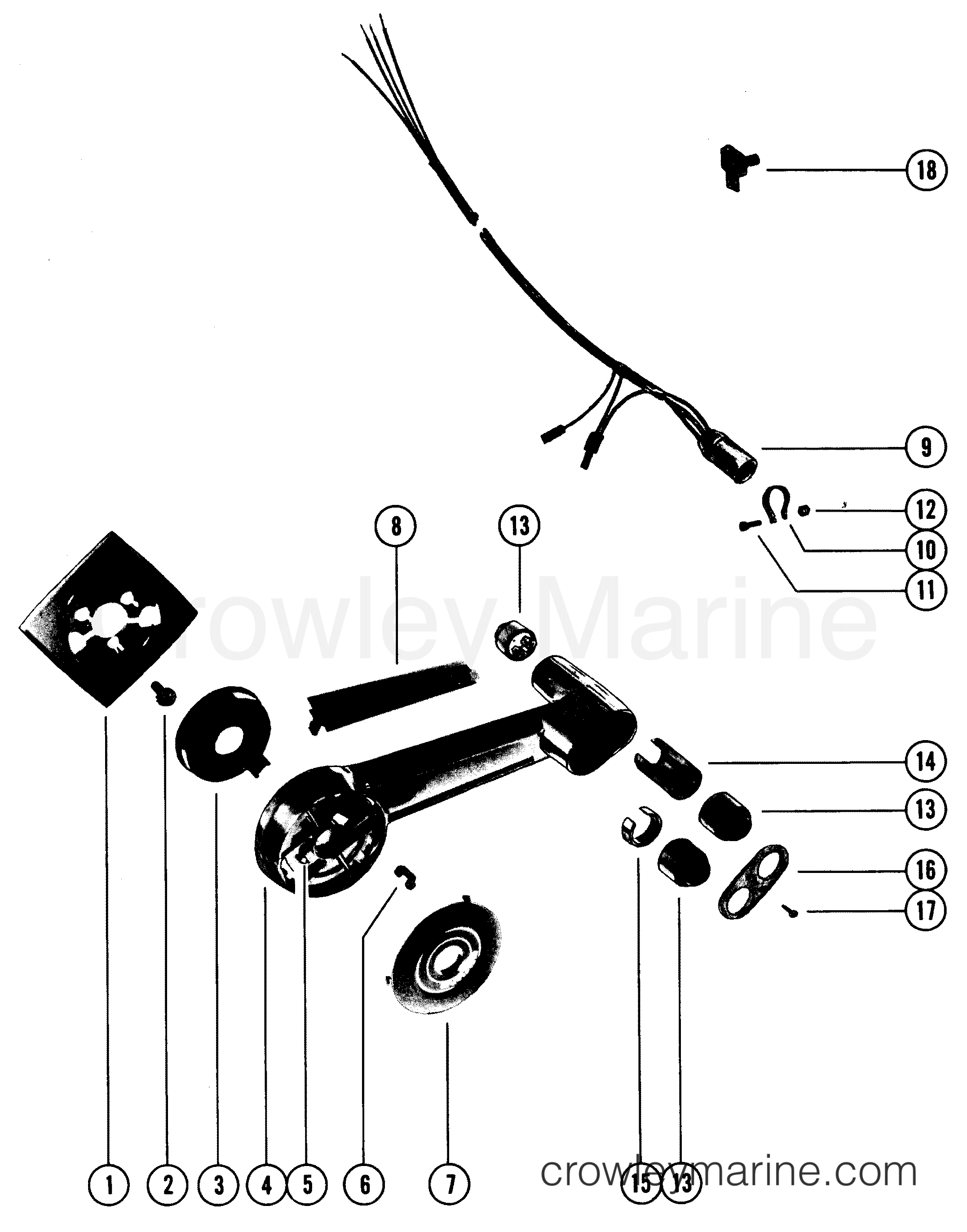 CONTROL HANDLE ASSEMBLY (TRIM SWITCH) - Various Years Rigging Remote ...