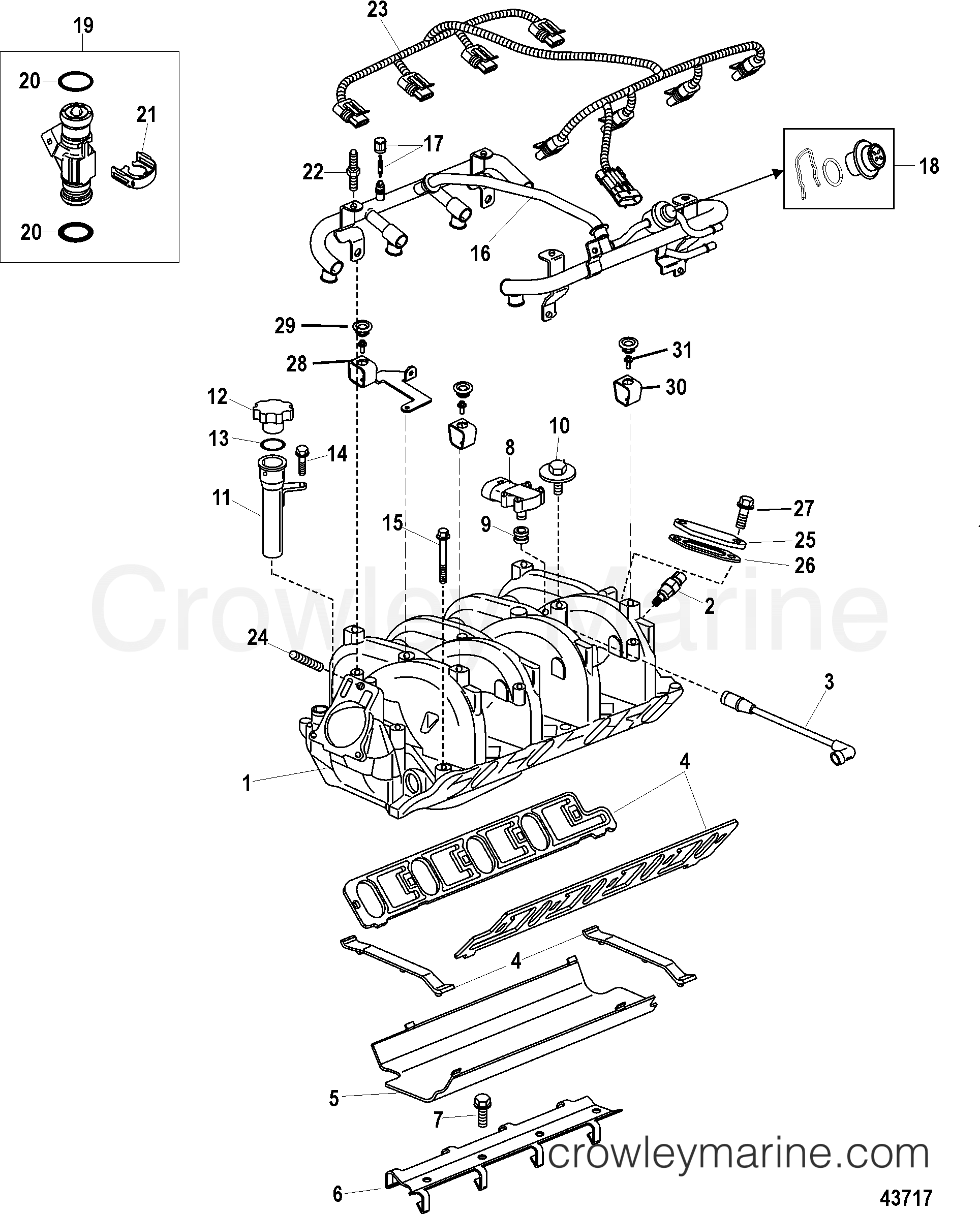 INTAKE MANIFOLD - 1998 Stern Drive 496 HO [BRAVO MPI] 4T420P8UU ...