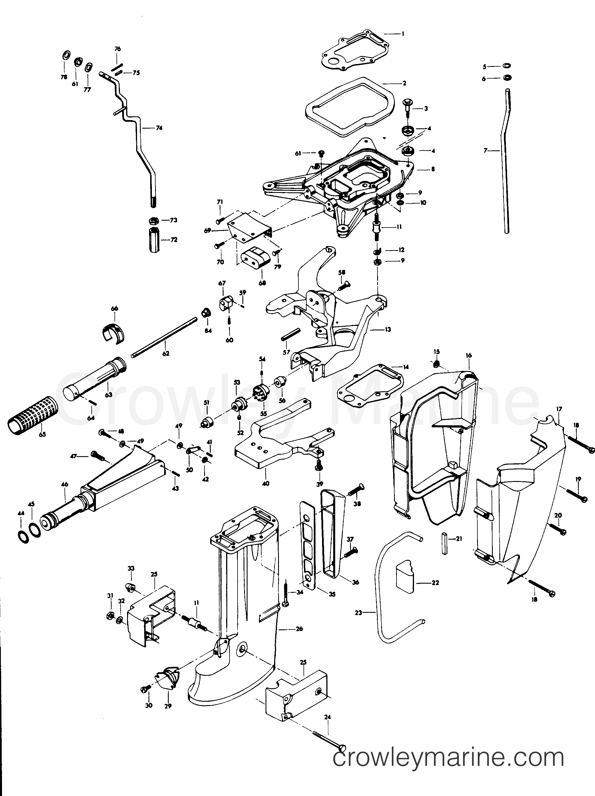 MOTOR LEG - 1978 Outboard 25 H0252H78D | Crowley Marine