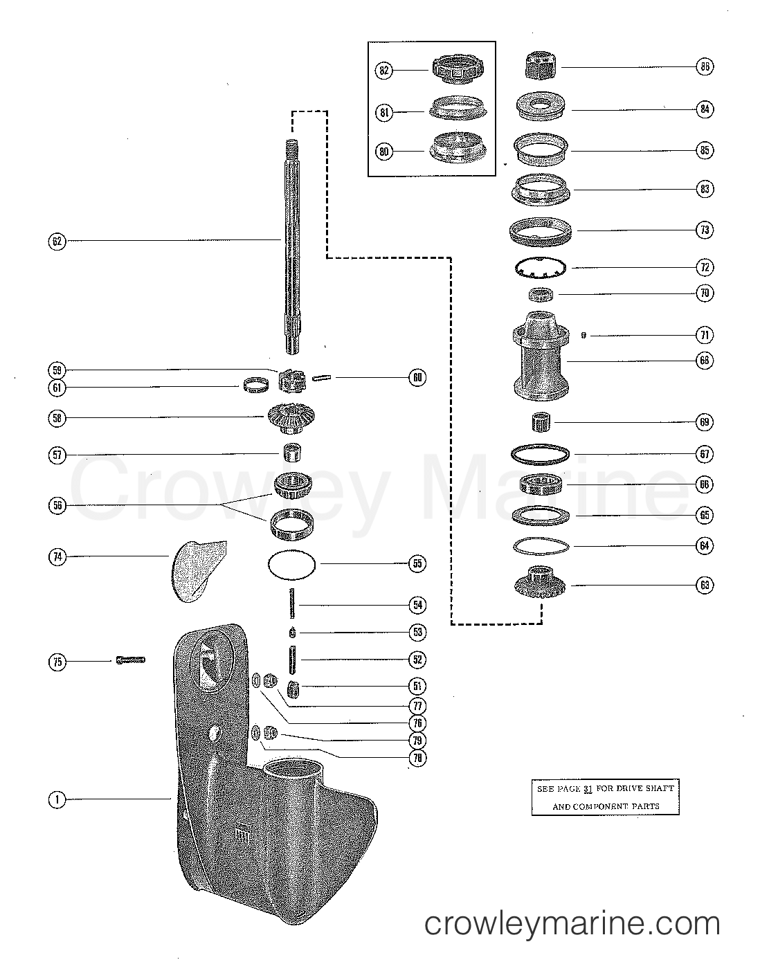 GEAR HOUSING ASSEMBLY, COMPLETE (PAGE 2) - Serial Range Outboard 402 ...