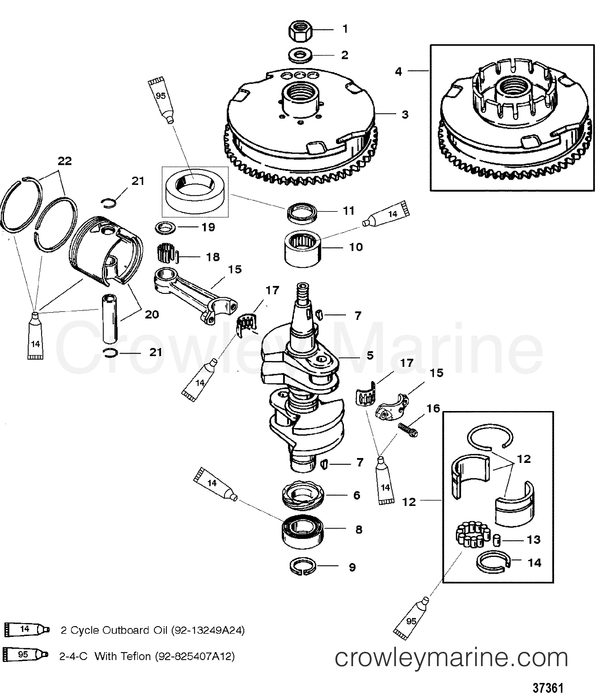 CRANKSHAFT/PISTON/FLYWHEEL - 1994 Outboard 30 [ELO] 7031312CD | Crowley ...