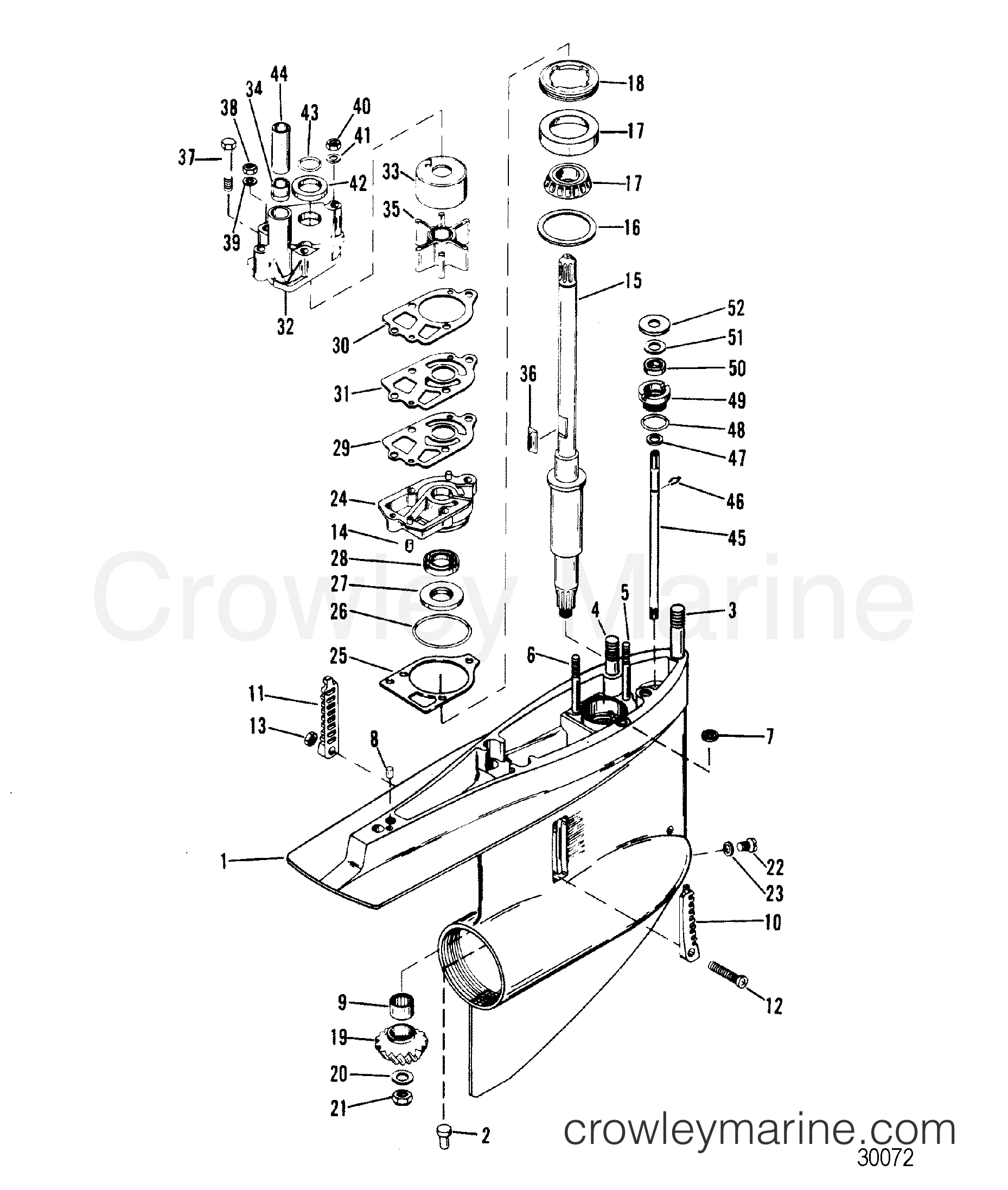 GEAR HOUSING(DRIVESHAFT) - (COUNTER ROTATION) - 1983 Stern Drive MC1 ...