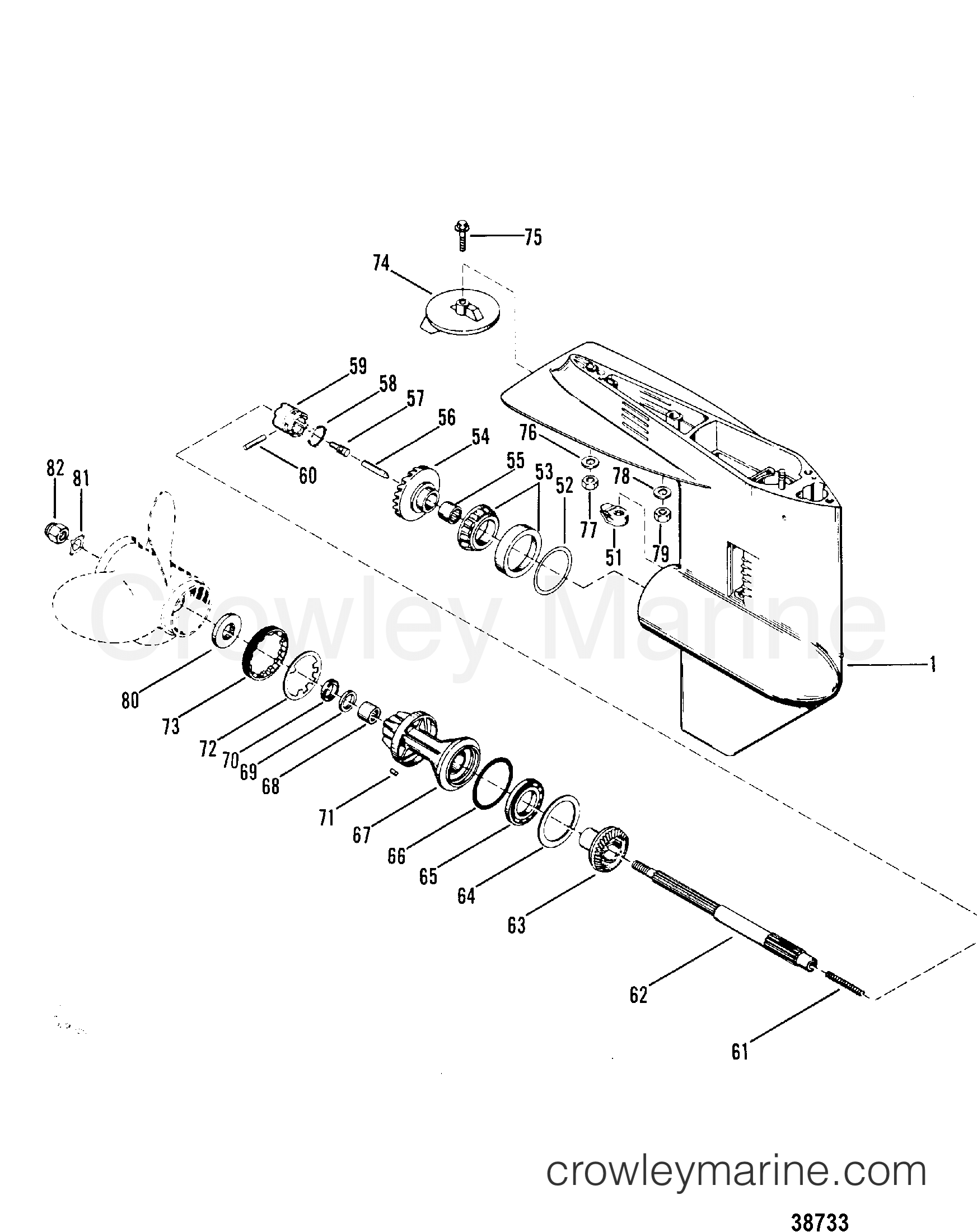 GEAR HOUSING(PROPELLER SHAFT) - 1985 Outboard 35 [M] 1035205 | Crowley ...