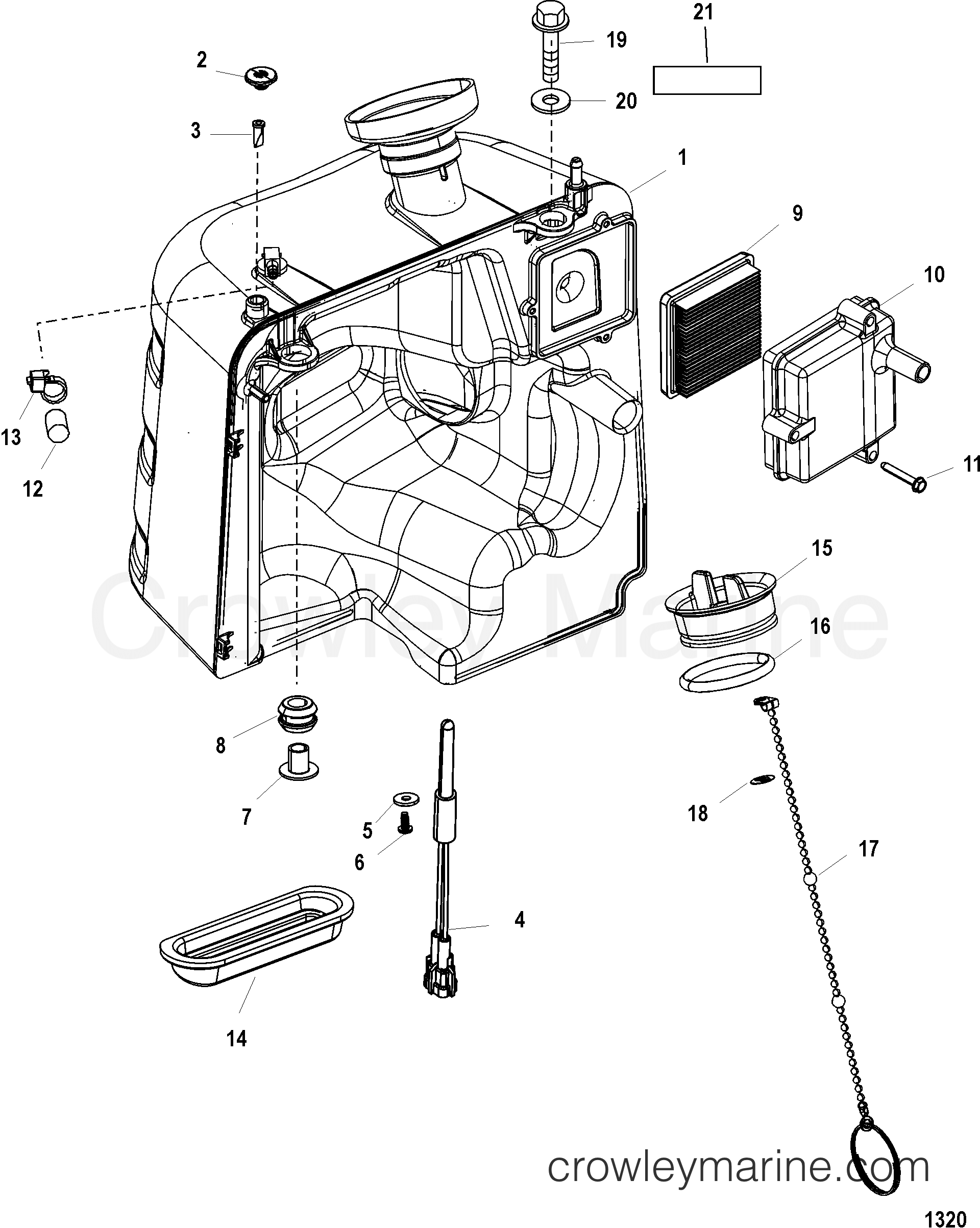 OIL TANK - 2004 Outboard 90DFI [ELPTO SW] 7090D73RY | Crowley Marine