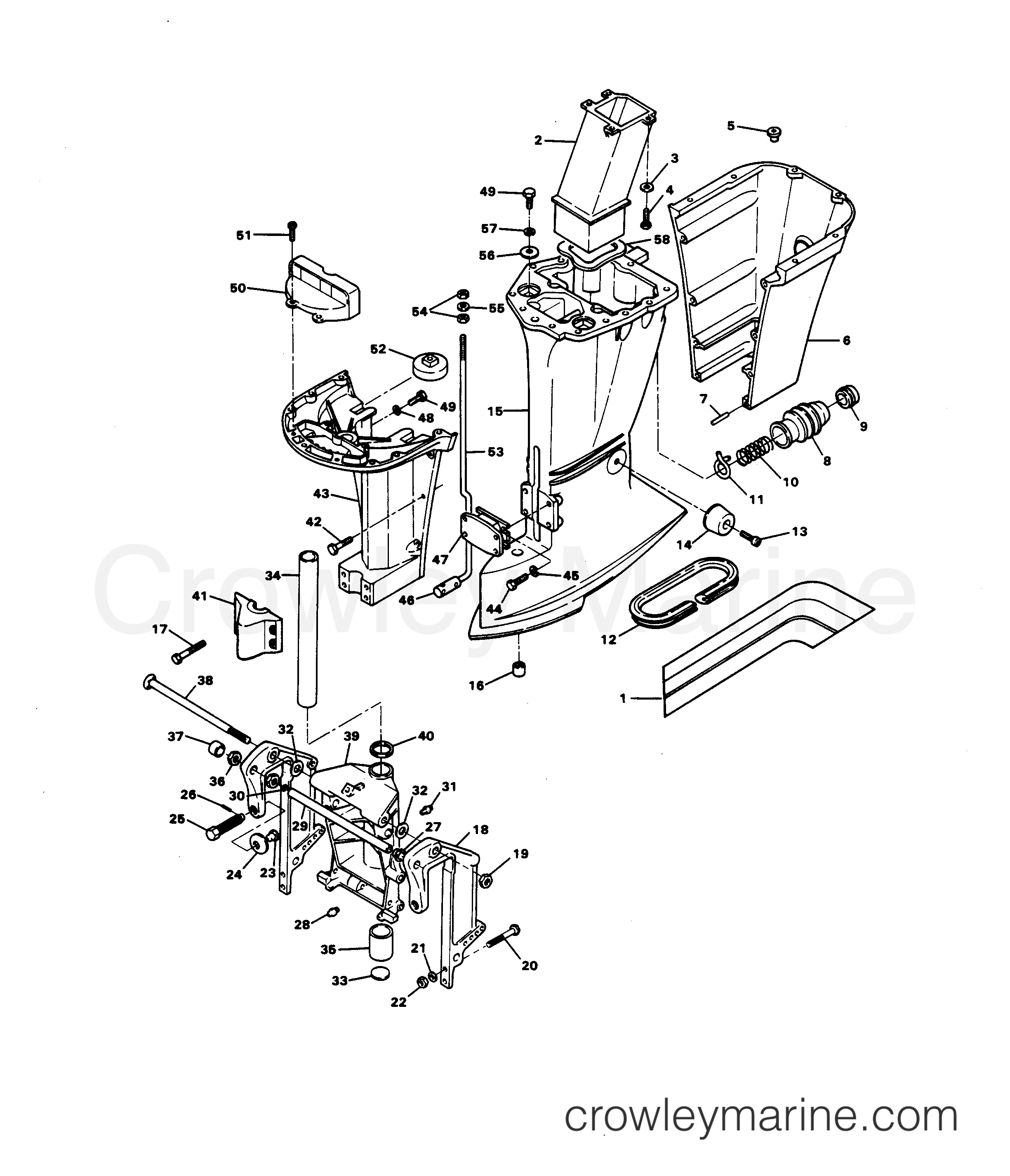 MOTOR LEG - 1979 Outboard 140 0P1405H9A | Crowley Marine