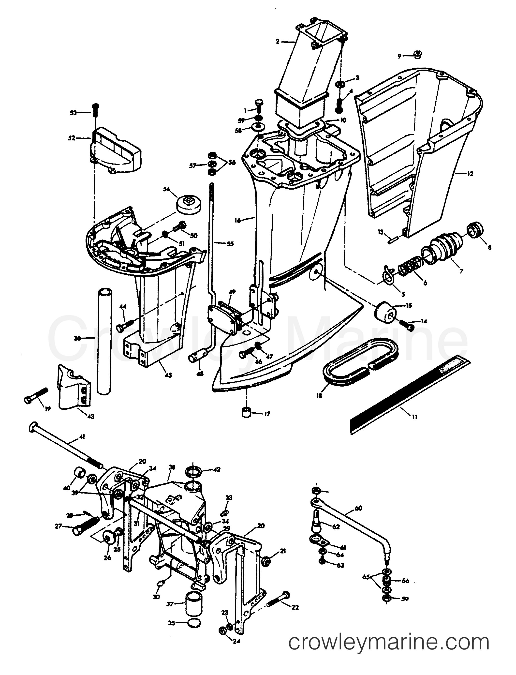 MOTOR LEG - 1980 Outboard 85 H0858B80C | Crowley Marine